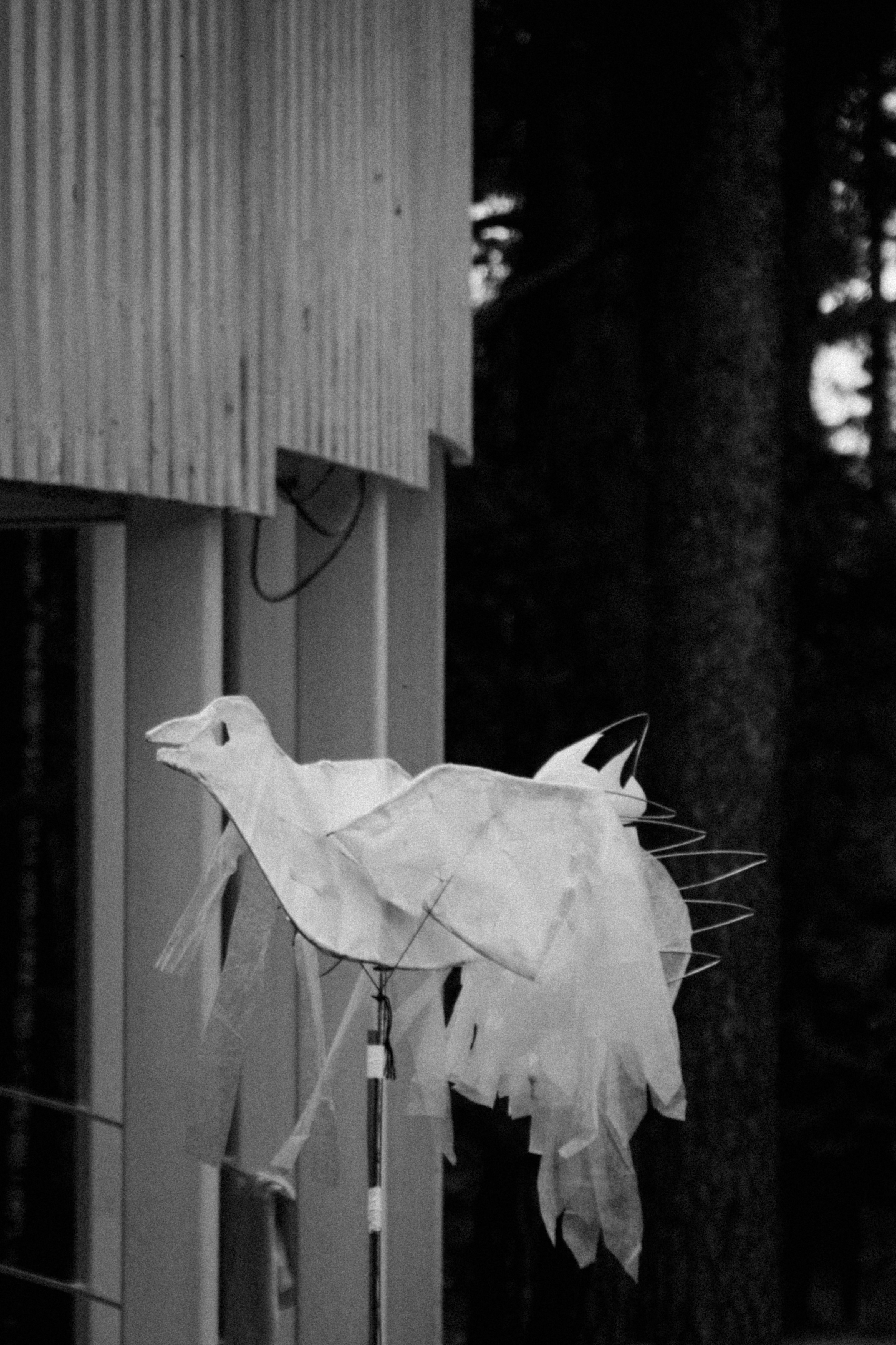 Paper Crane Dragon: A Quiet Street-Mid Sculpture in Monochrome