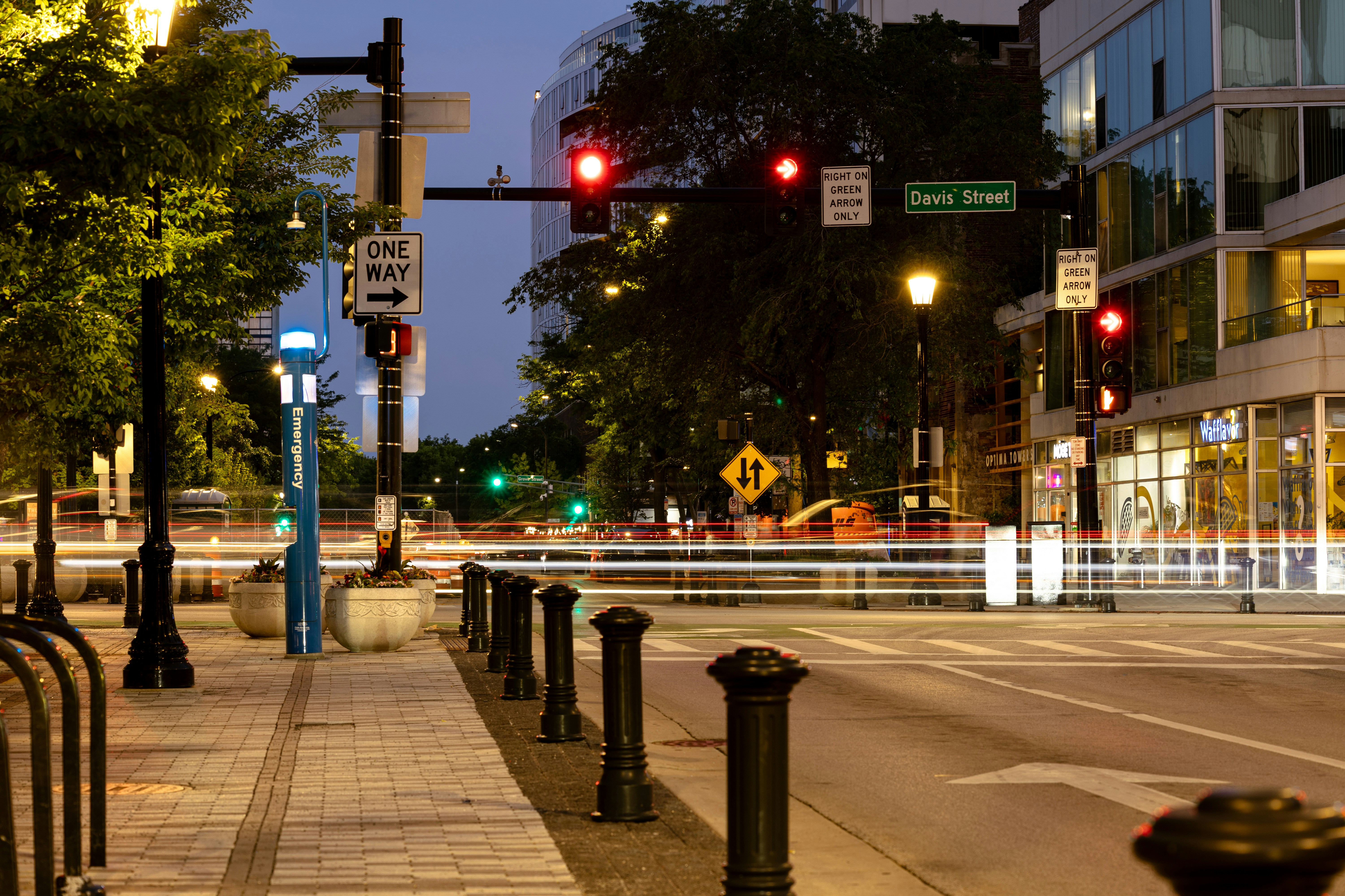 Night Corridor: Light Trails Through an Urban Crosswalk