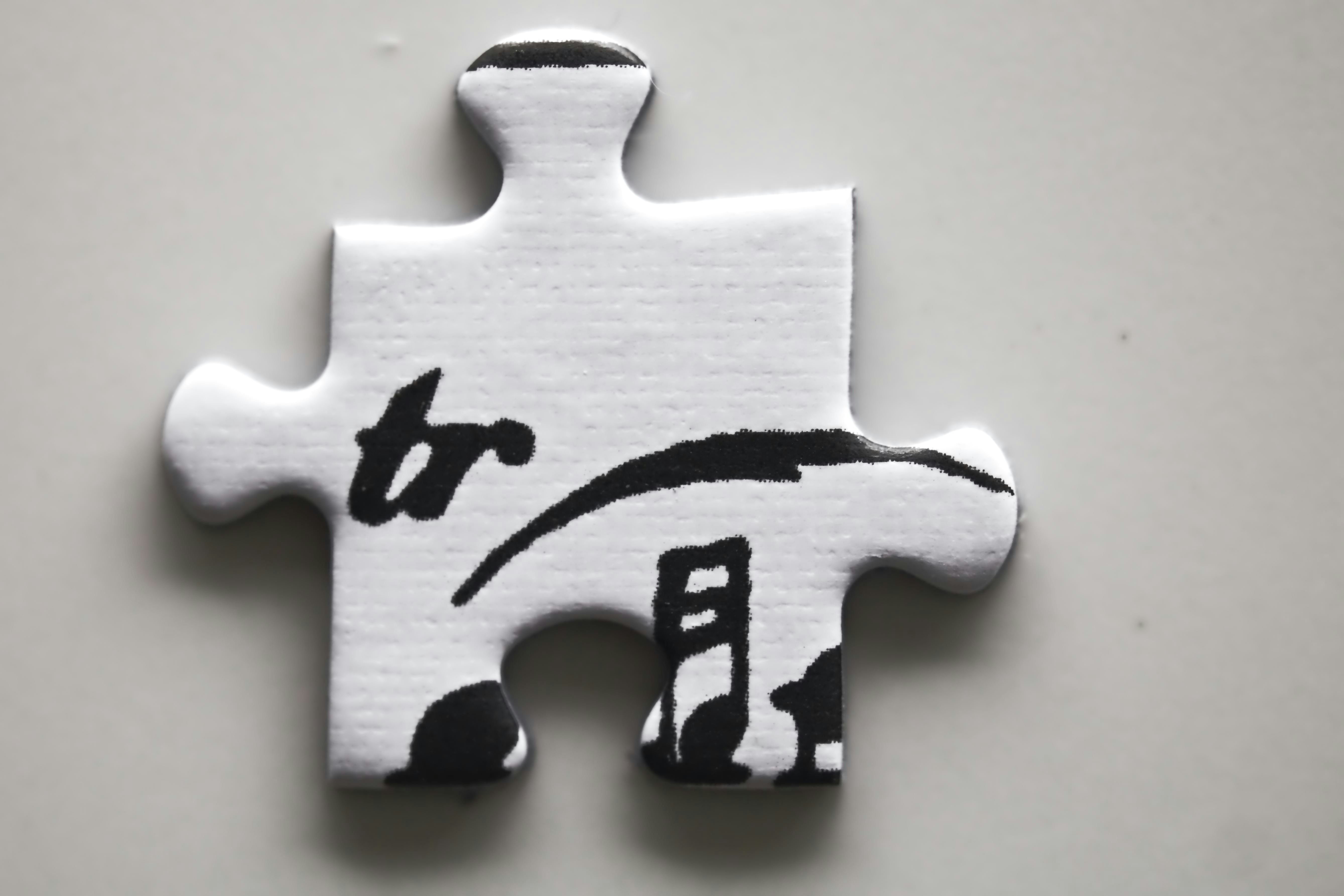 Puzzle Piece of Ink: A Close-Up of a White Interlocking Fragment