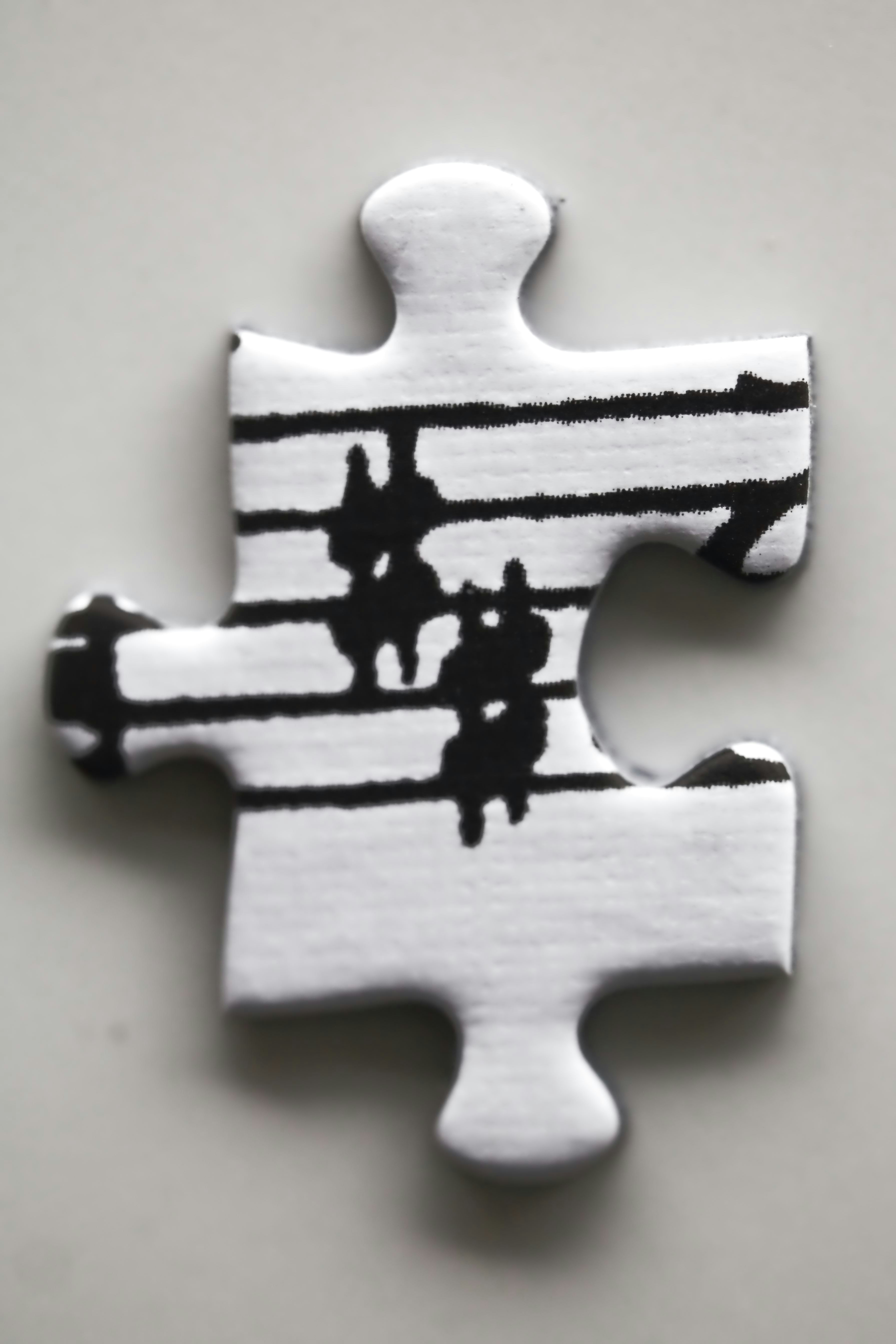 Puzzle Piece of Rhythm: A Black-and-White Graffiti Silhouette on White