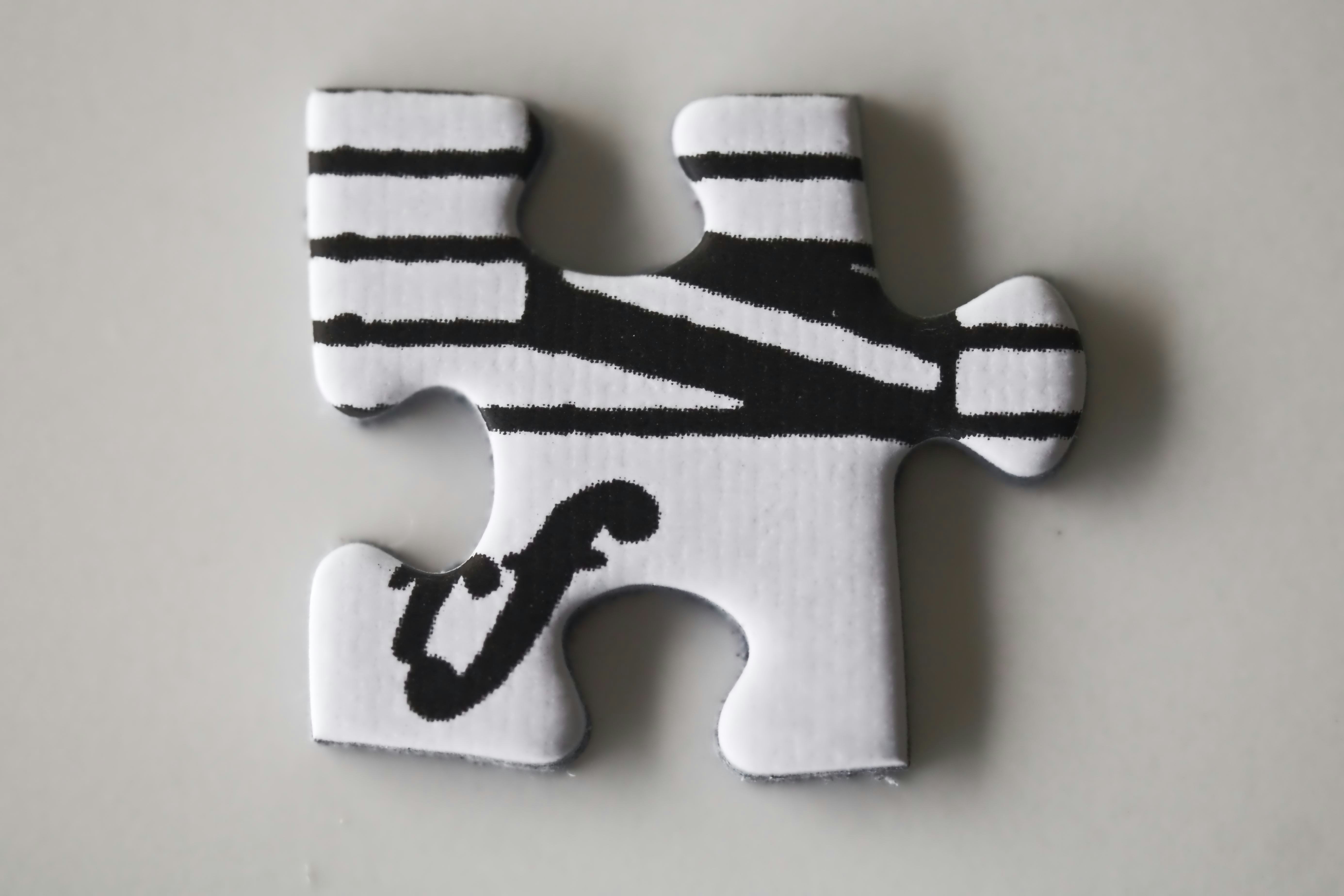 Stripes in Solitude: A Zebra-Tone Puzzle Piece