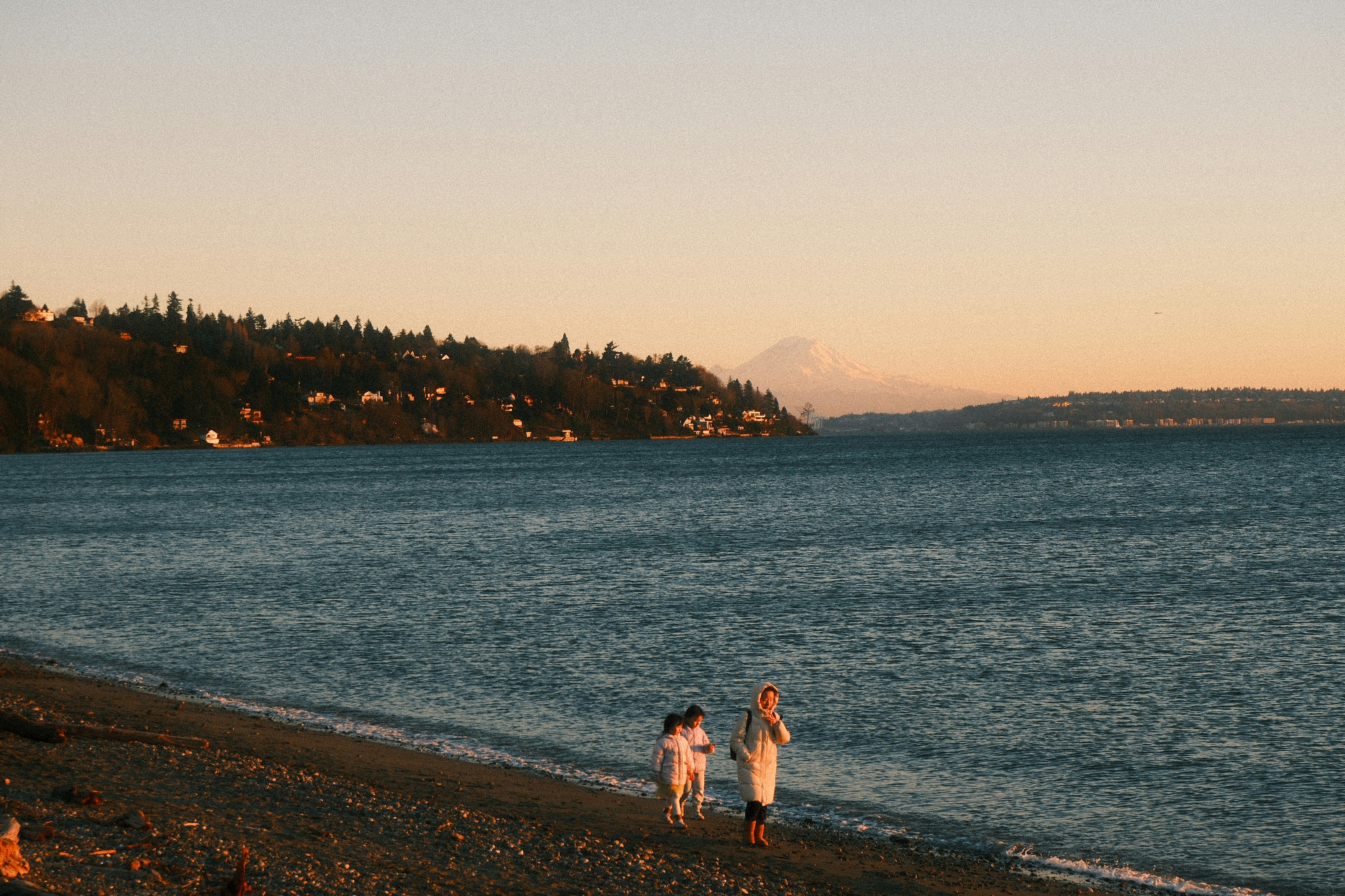Twilight Walk: Two Figures by the Quiet Shore