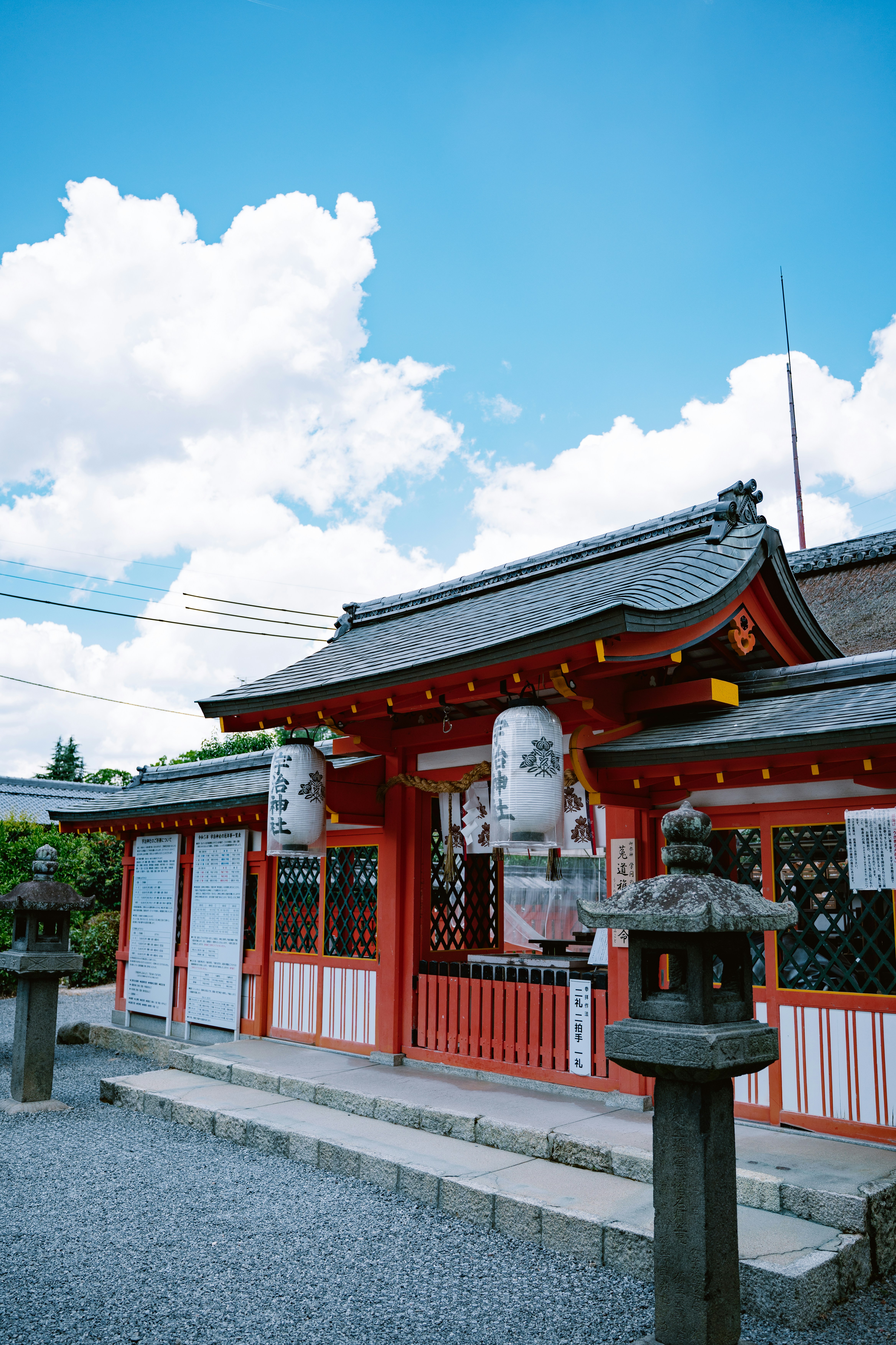 Red Gate, White Lanterns, Blue Sky: A Japanese Shrine Portrait