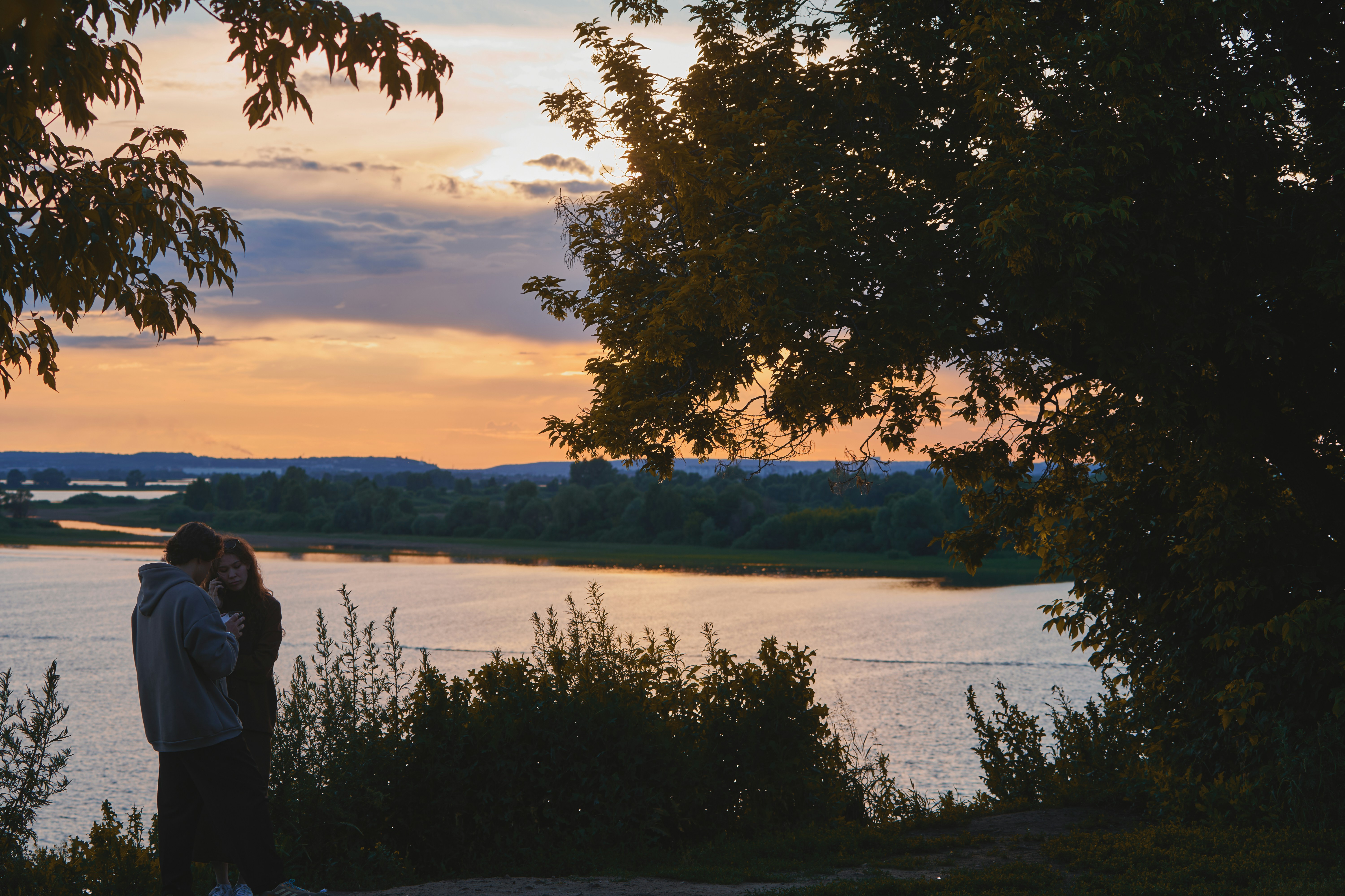 Quiet Sunset Embrace by the Lakeside