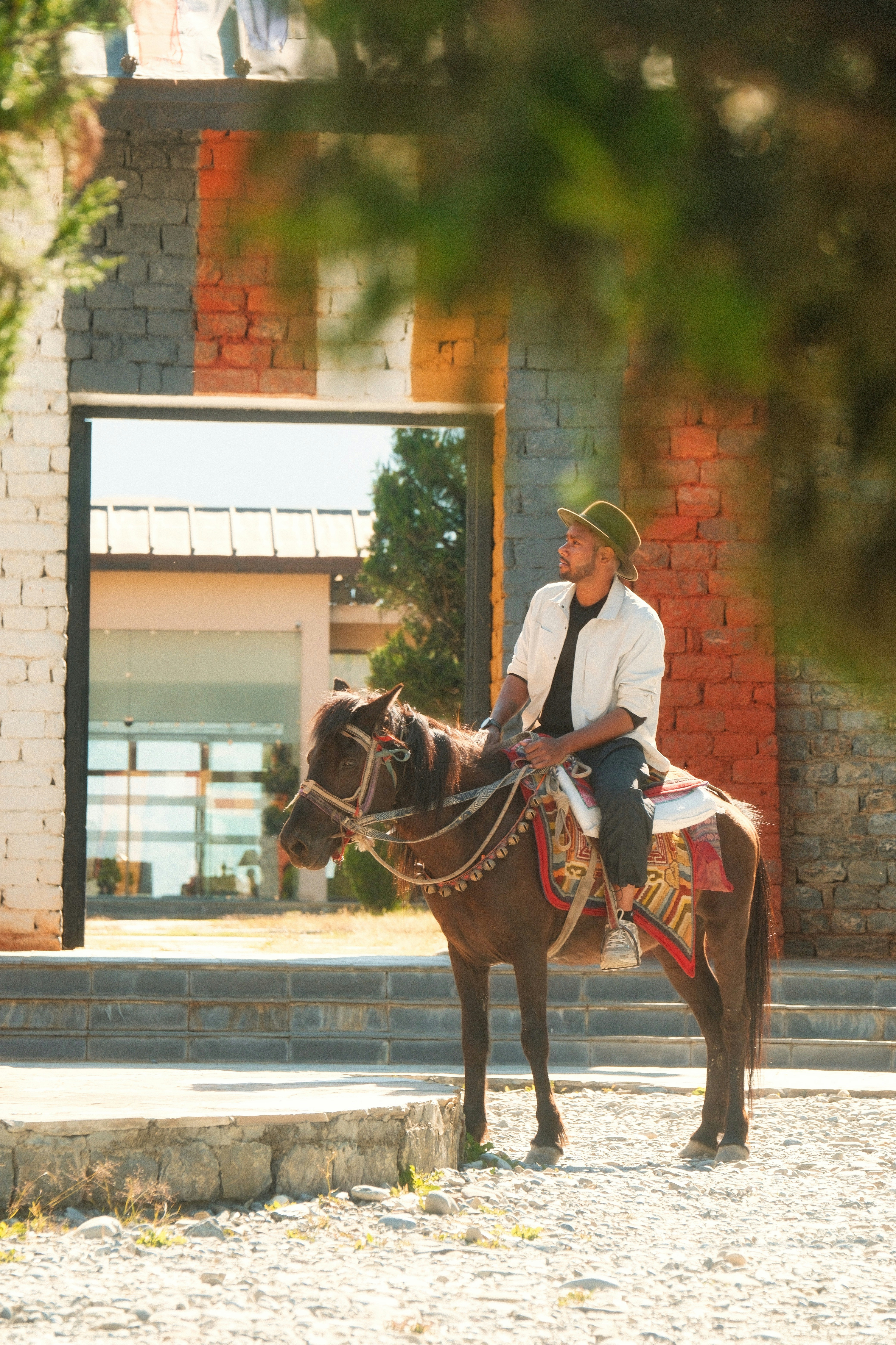 Horseman at an Open-Frame Courtyard