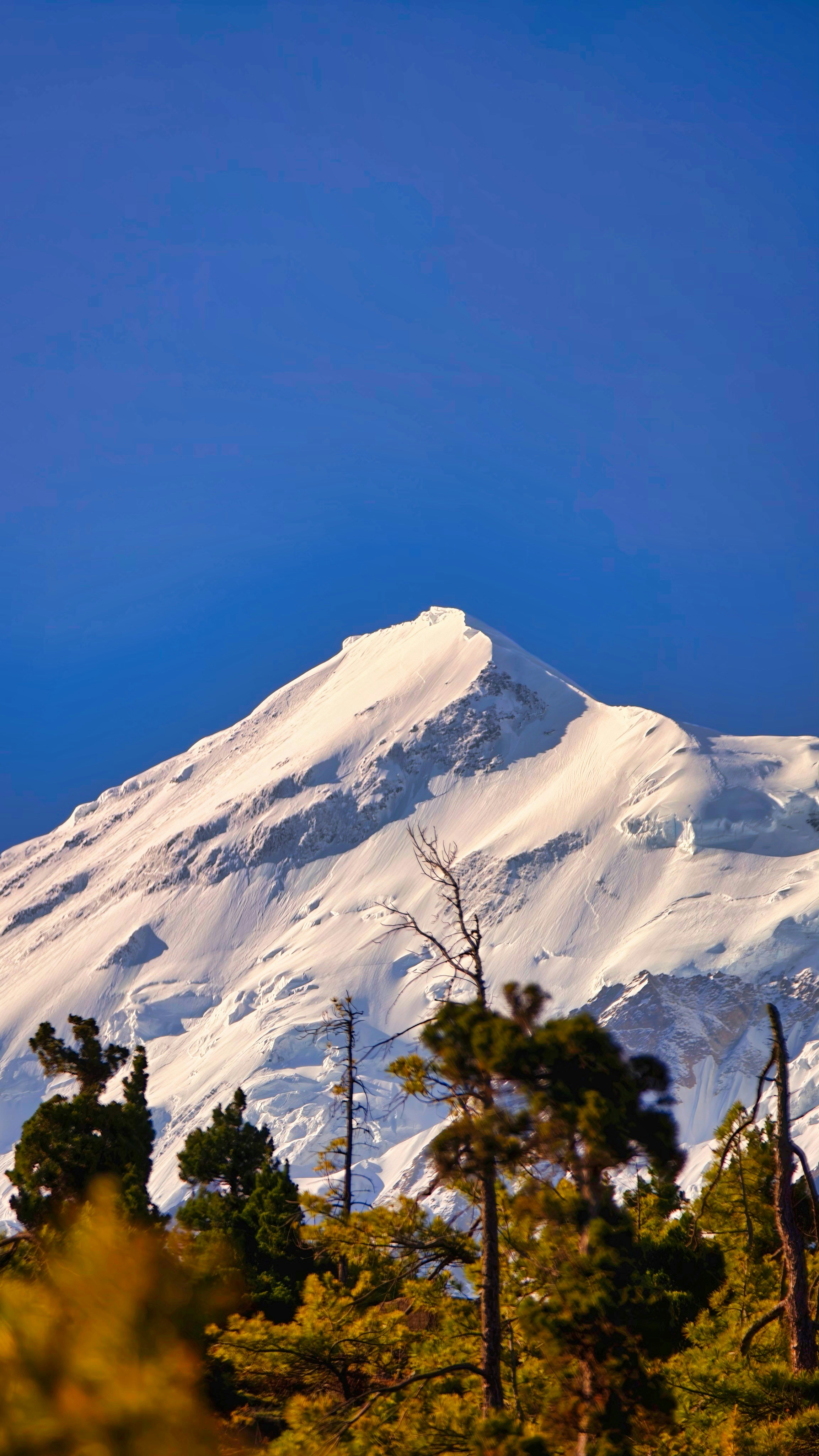 Snow-Crowned Peak Under a Pristine Azure Sky