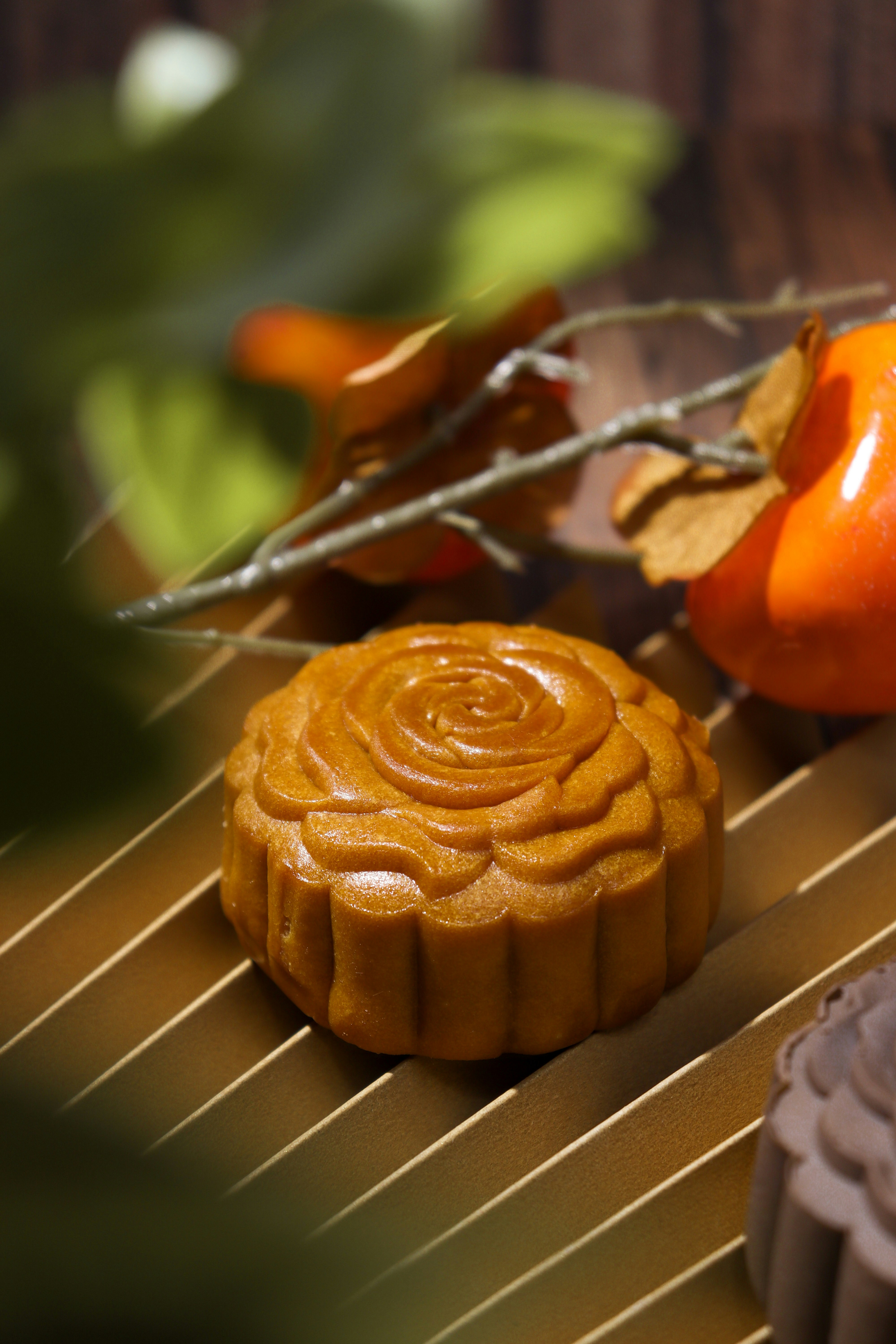 Golden Moon Mooncake: A Close-Up of Autumnal Mooncake on a Cooling Rack