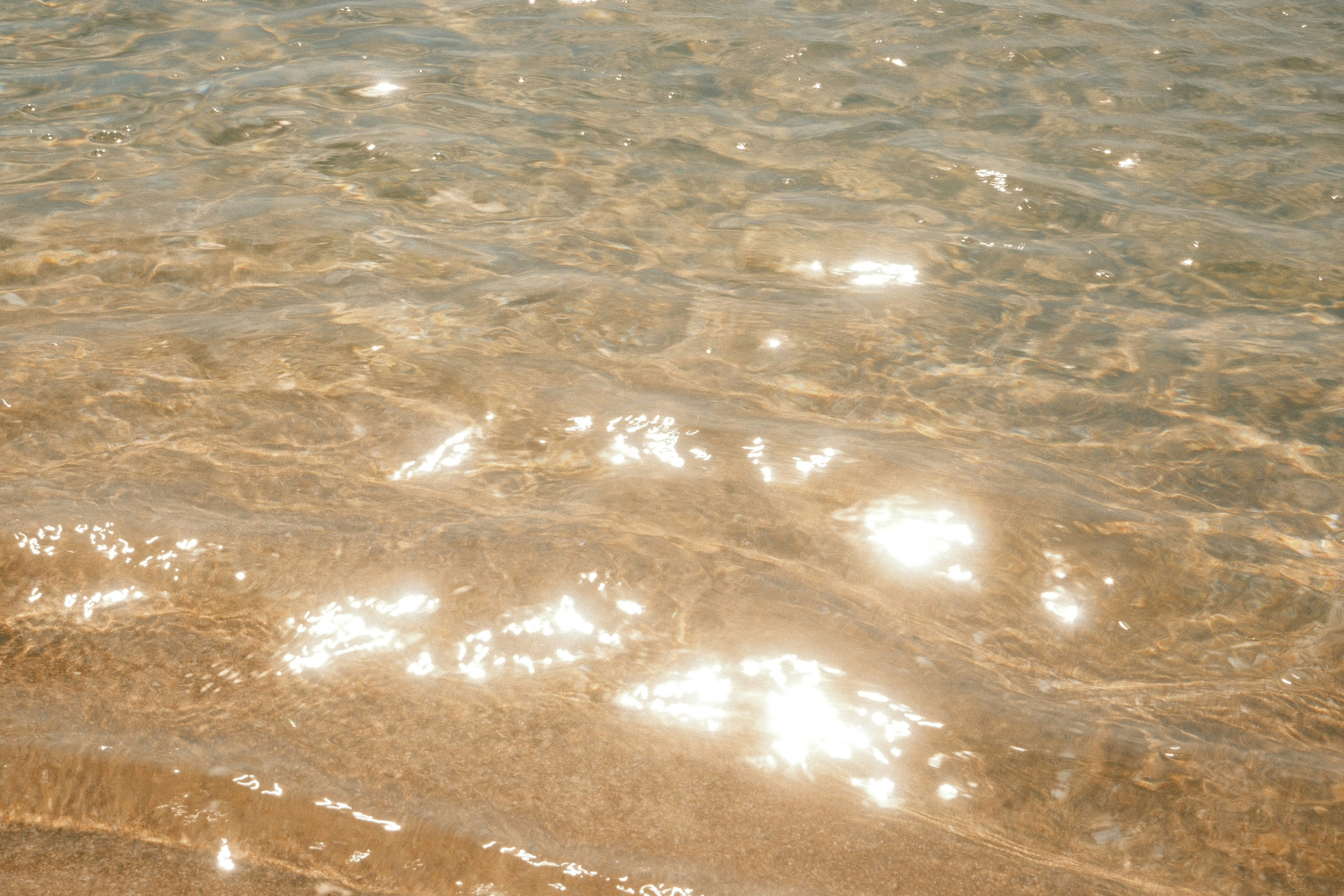Sunlit Ripples: Beach Grain and Glint on Quiet Shore