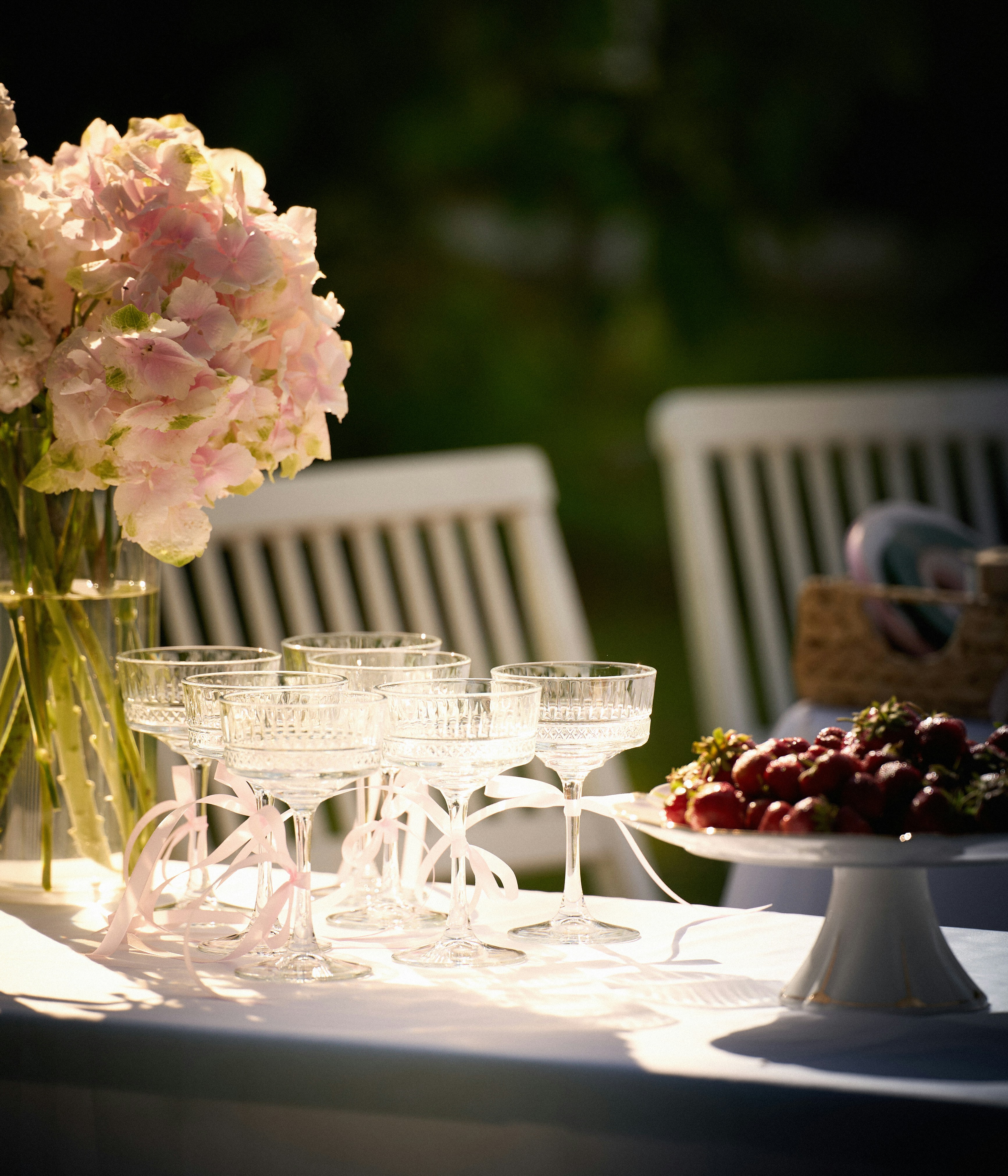 Bloomed Glasses on a Sunlit Table
