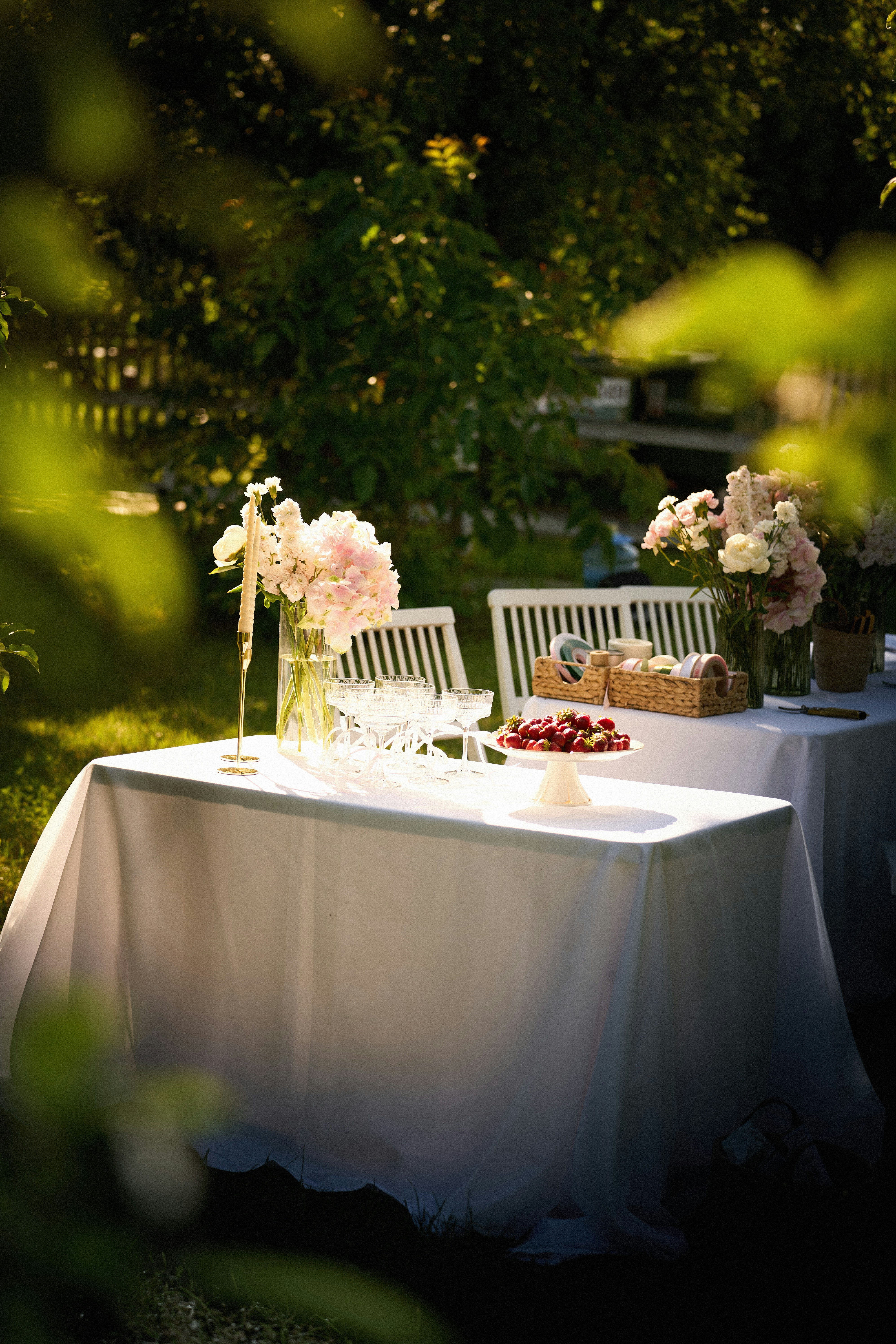Evening Picnic Spread Under Blossoming Petals