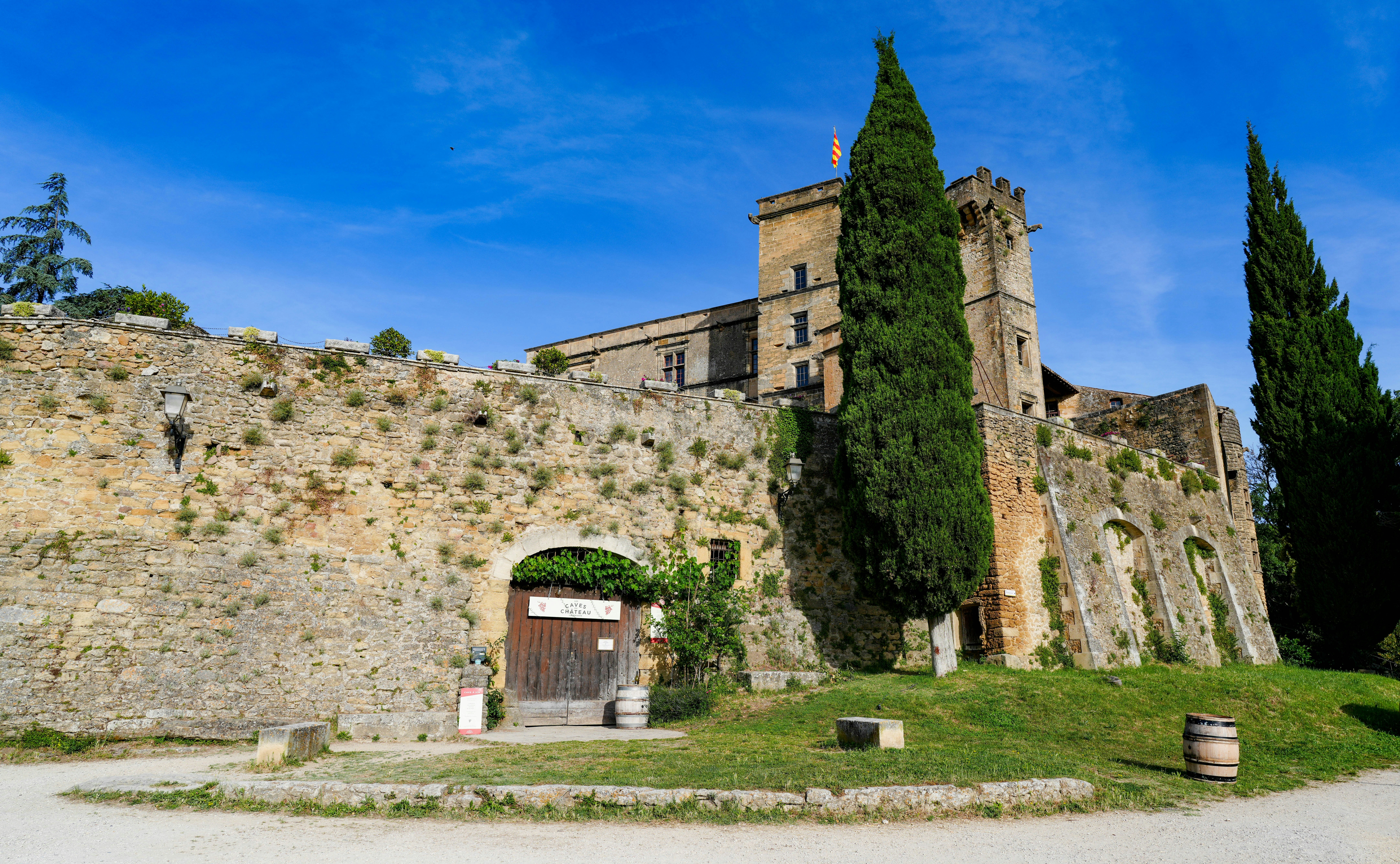 Castle Gatekeeper: Sunlit Stones and Towered Silhouette