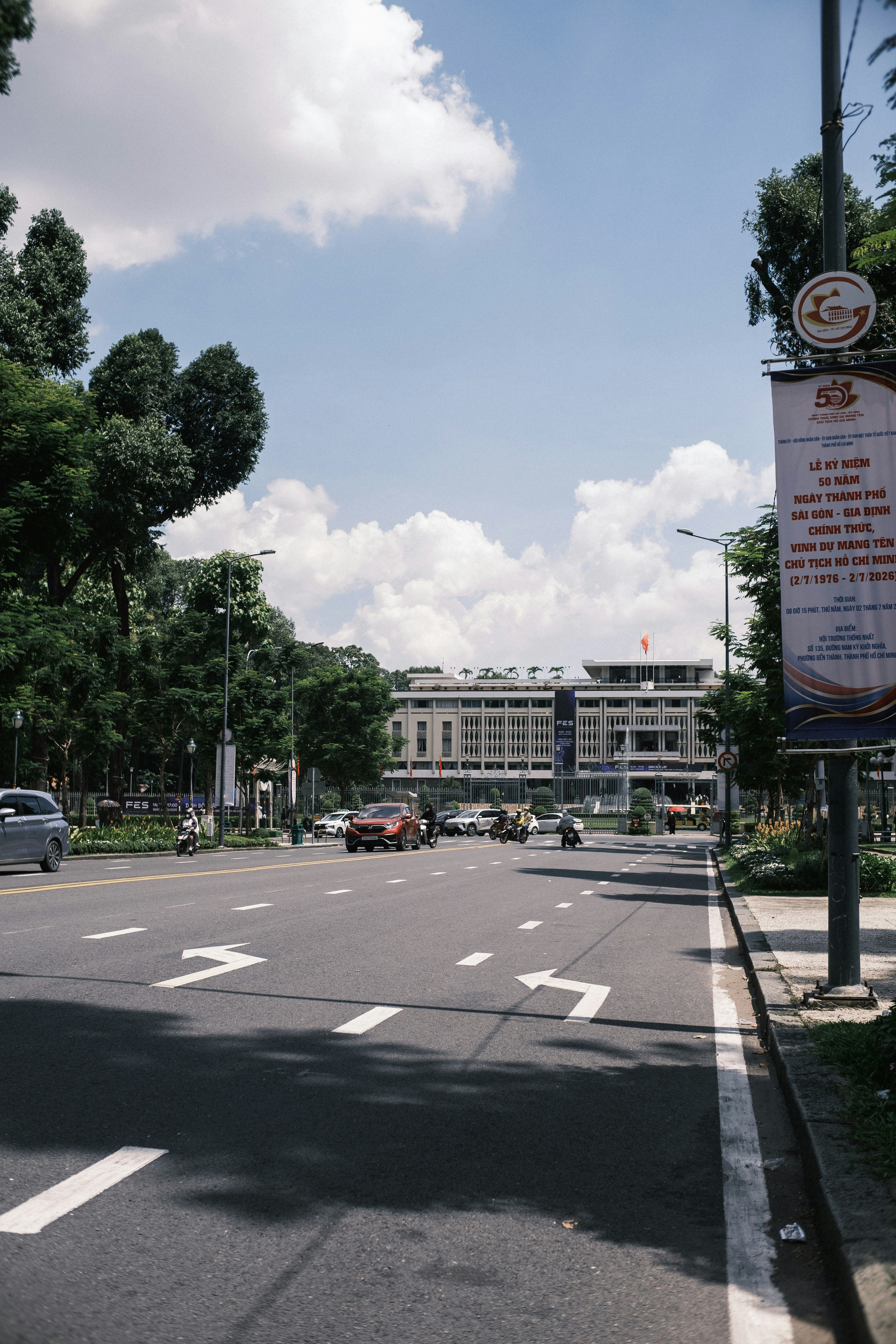 City Street Converges on a Solitary Civic Building