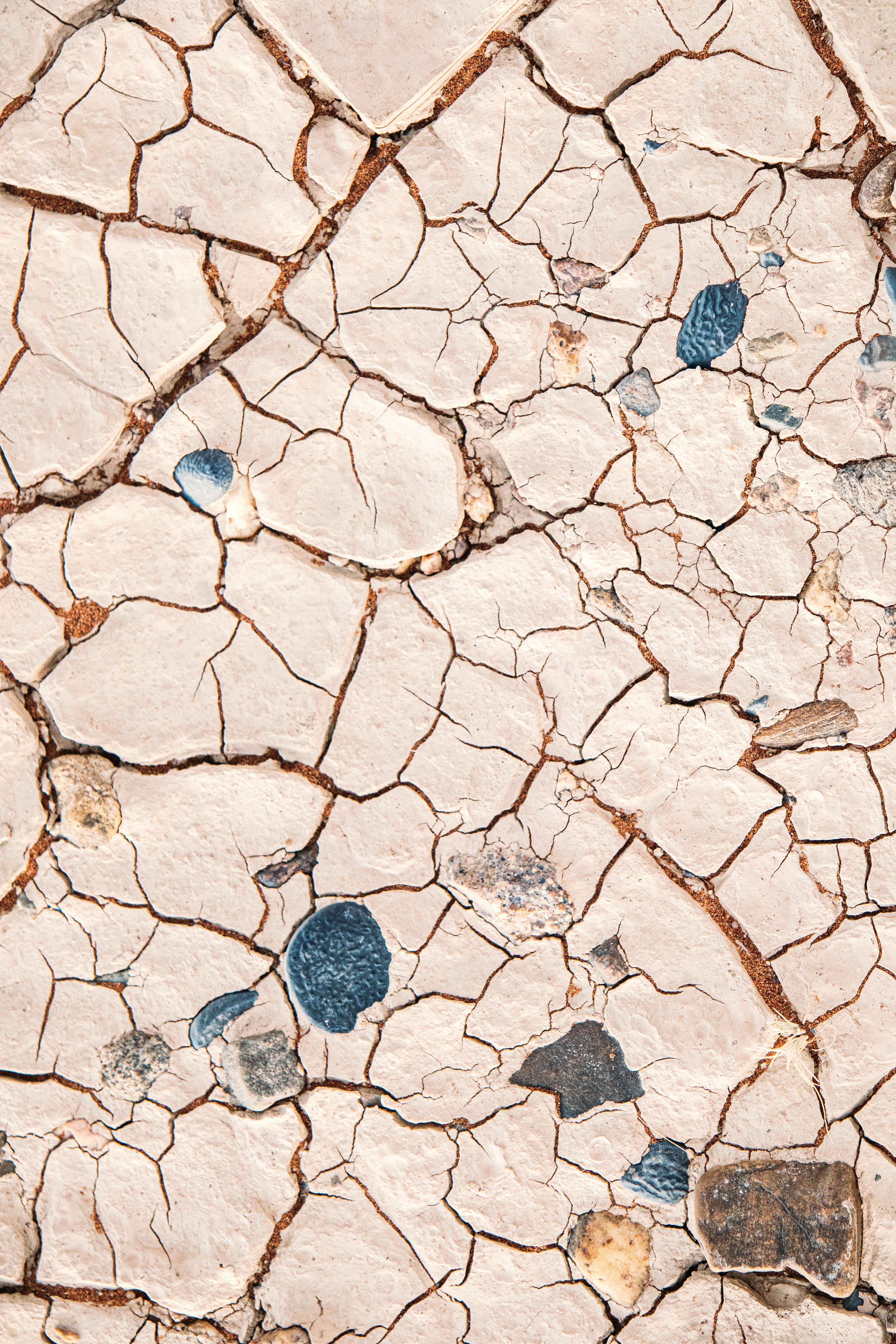 Deserted Mosaic: Sunbaked Crackle of Pebble Bed