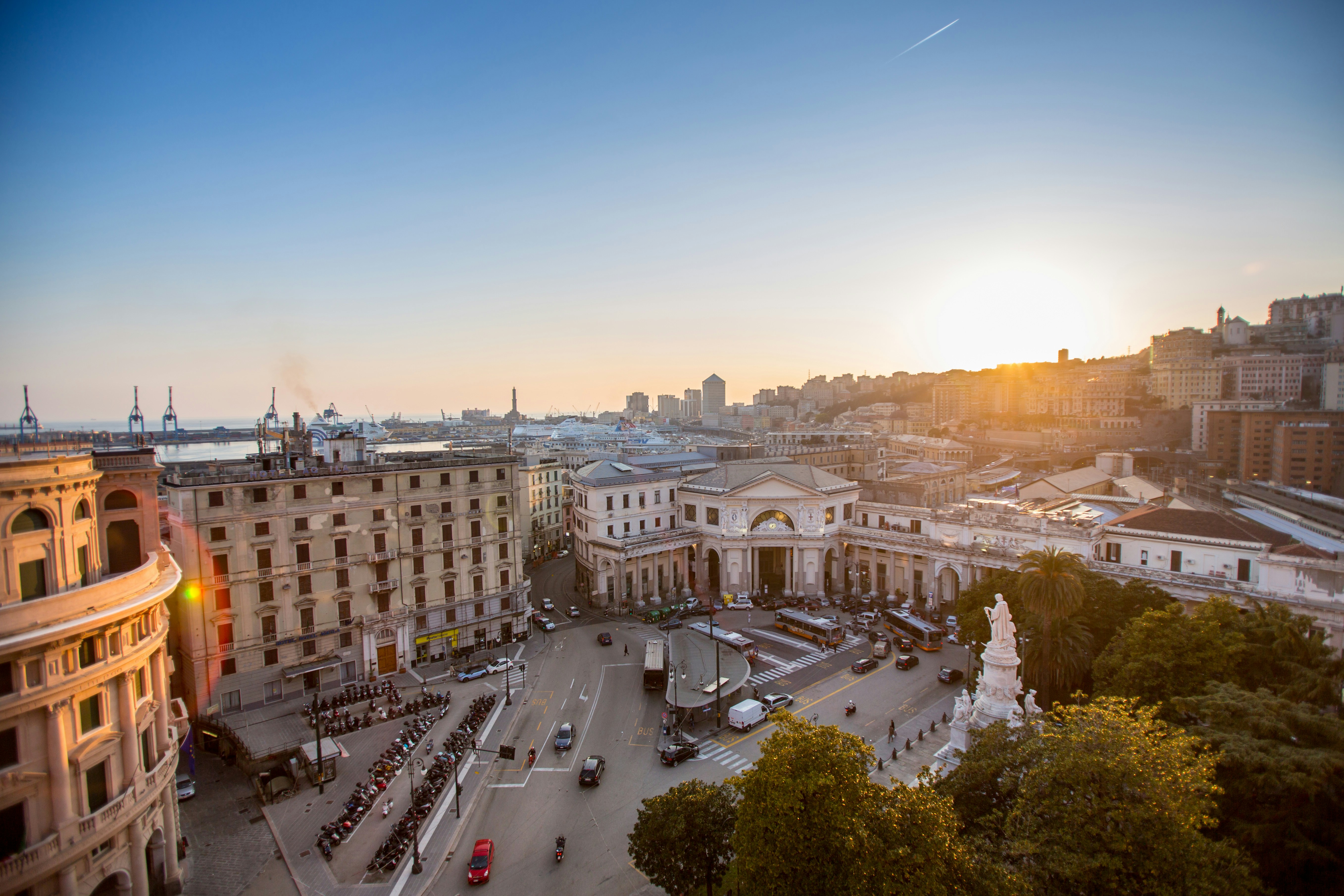 Golden Hour Over Stately Squares: A Panoramic City Vista