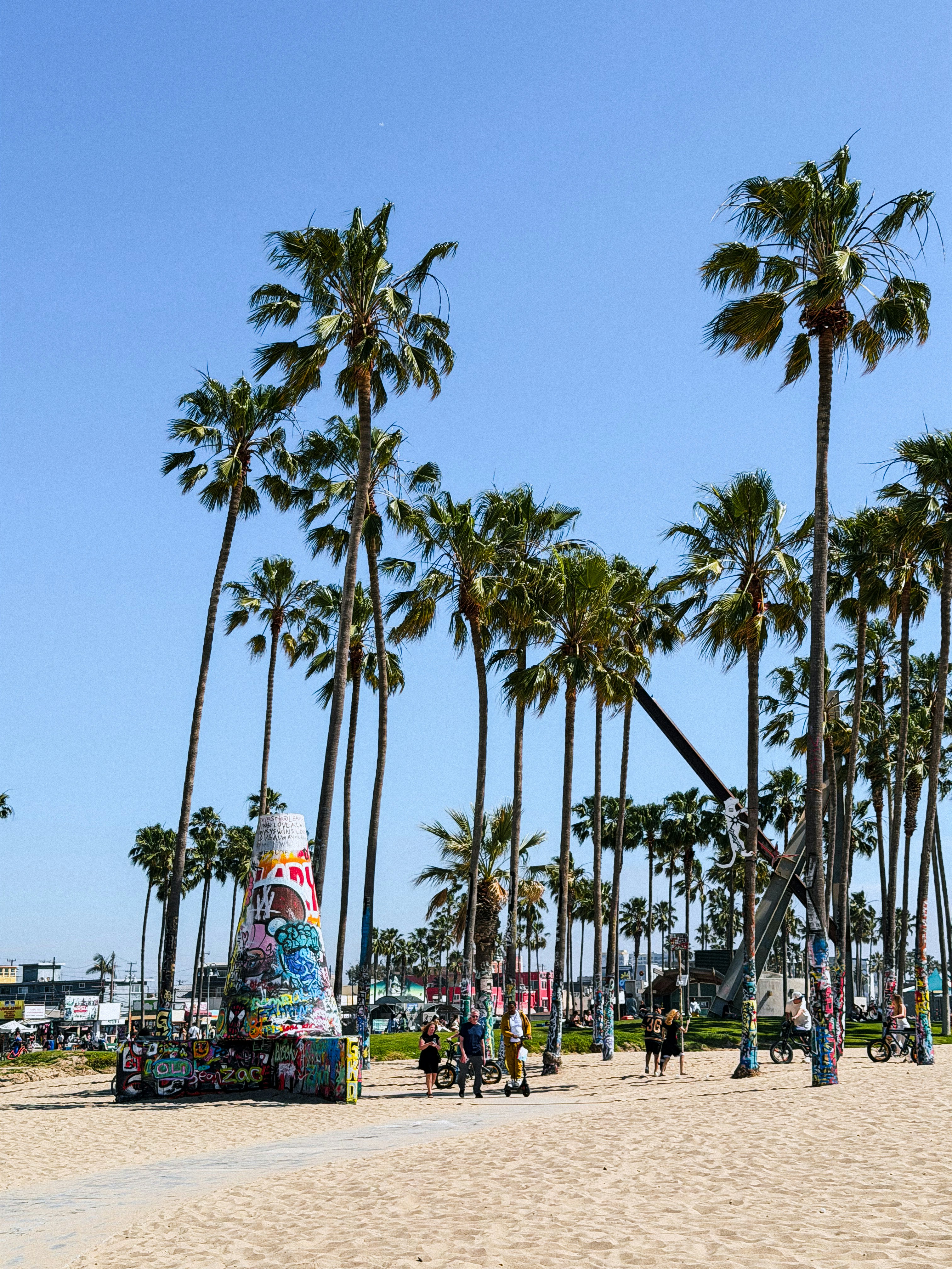 Palm Street by the Beach: Graffiti Monolith and Sky
