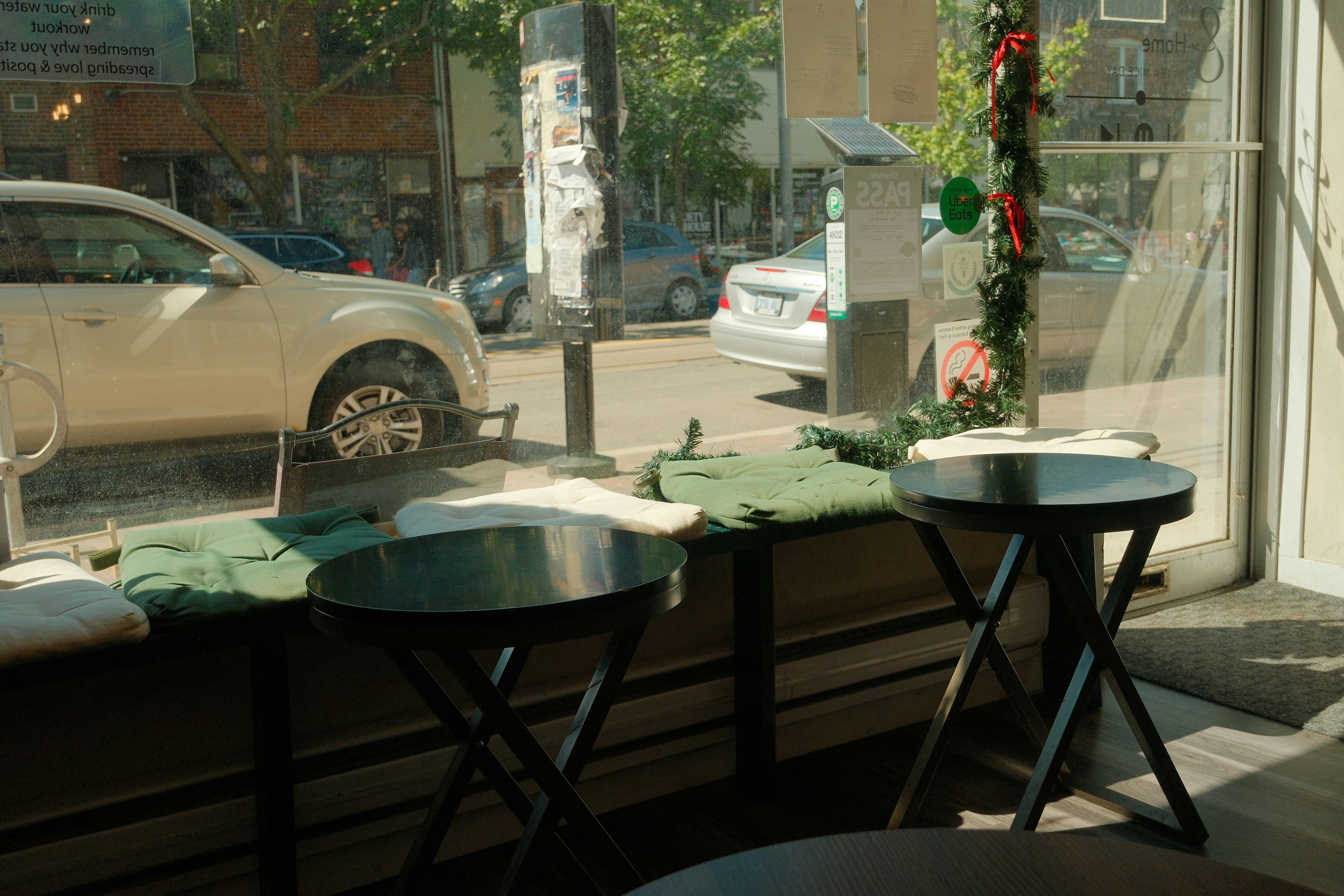 Quiet Café Nook Under Streetlight Glow