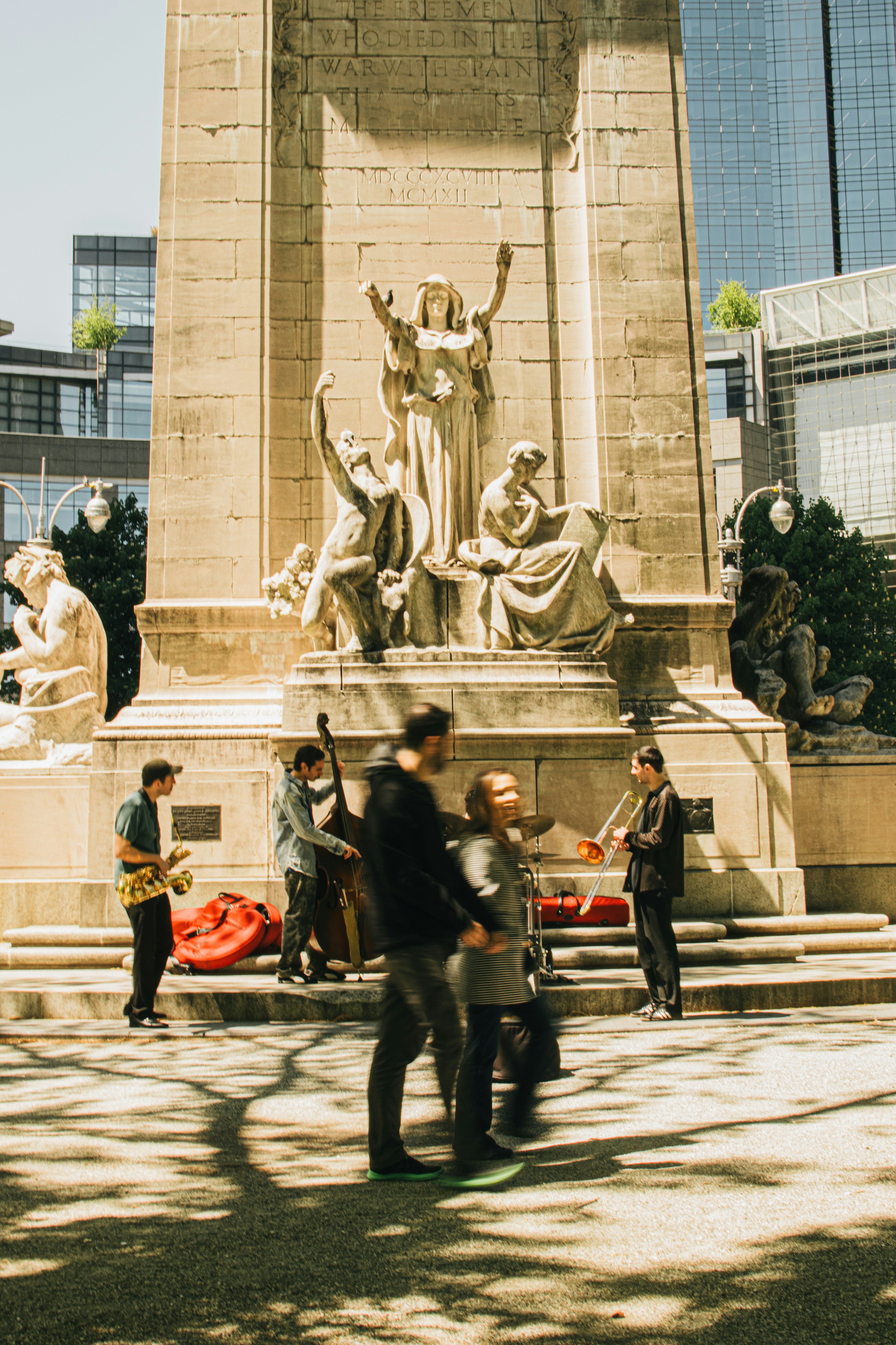 Street Jazz in the Shade of a Monument