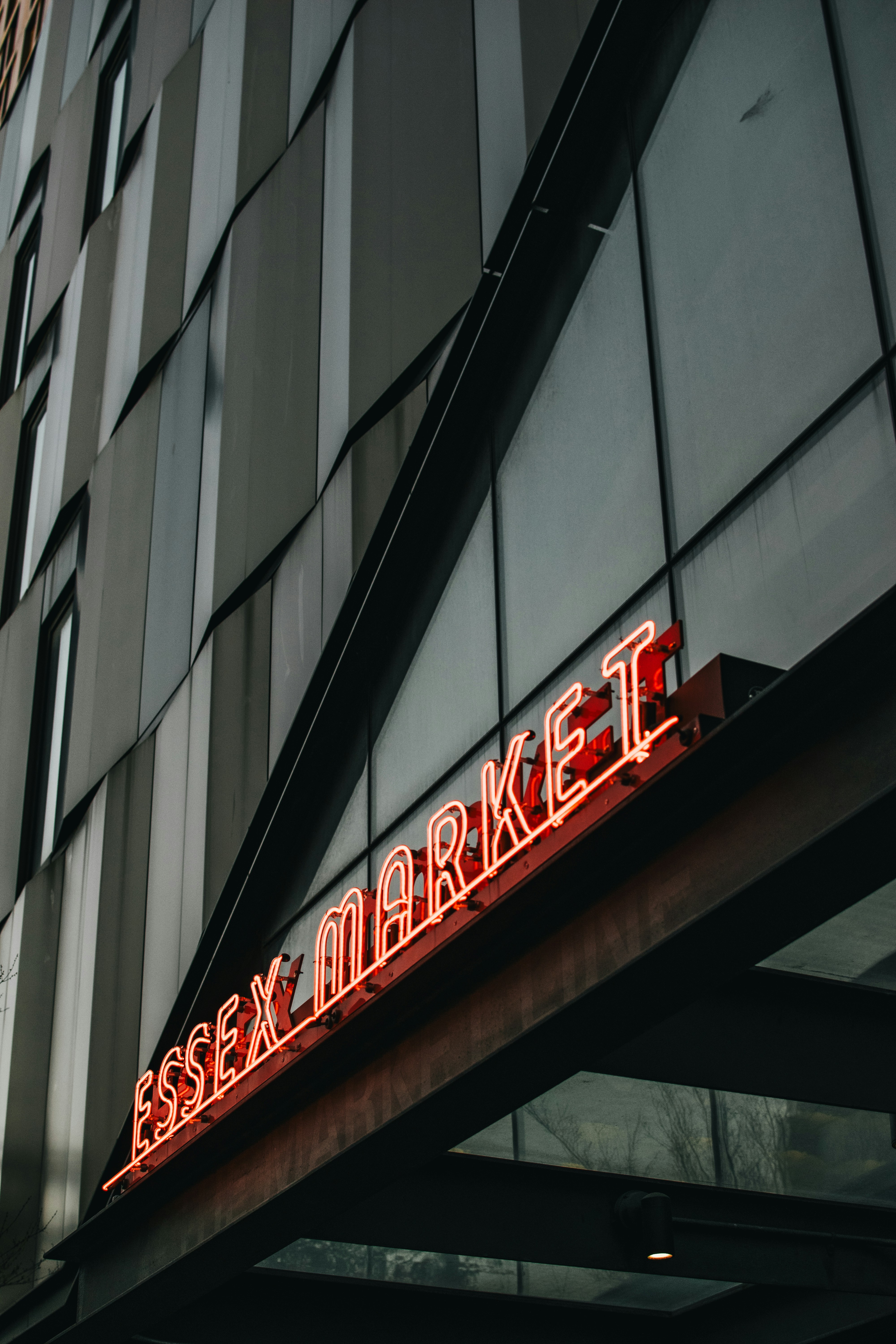 Neon Sign over a Modern Facade