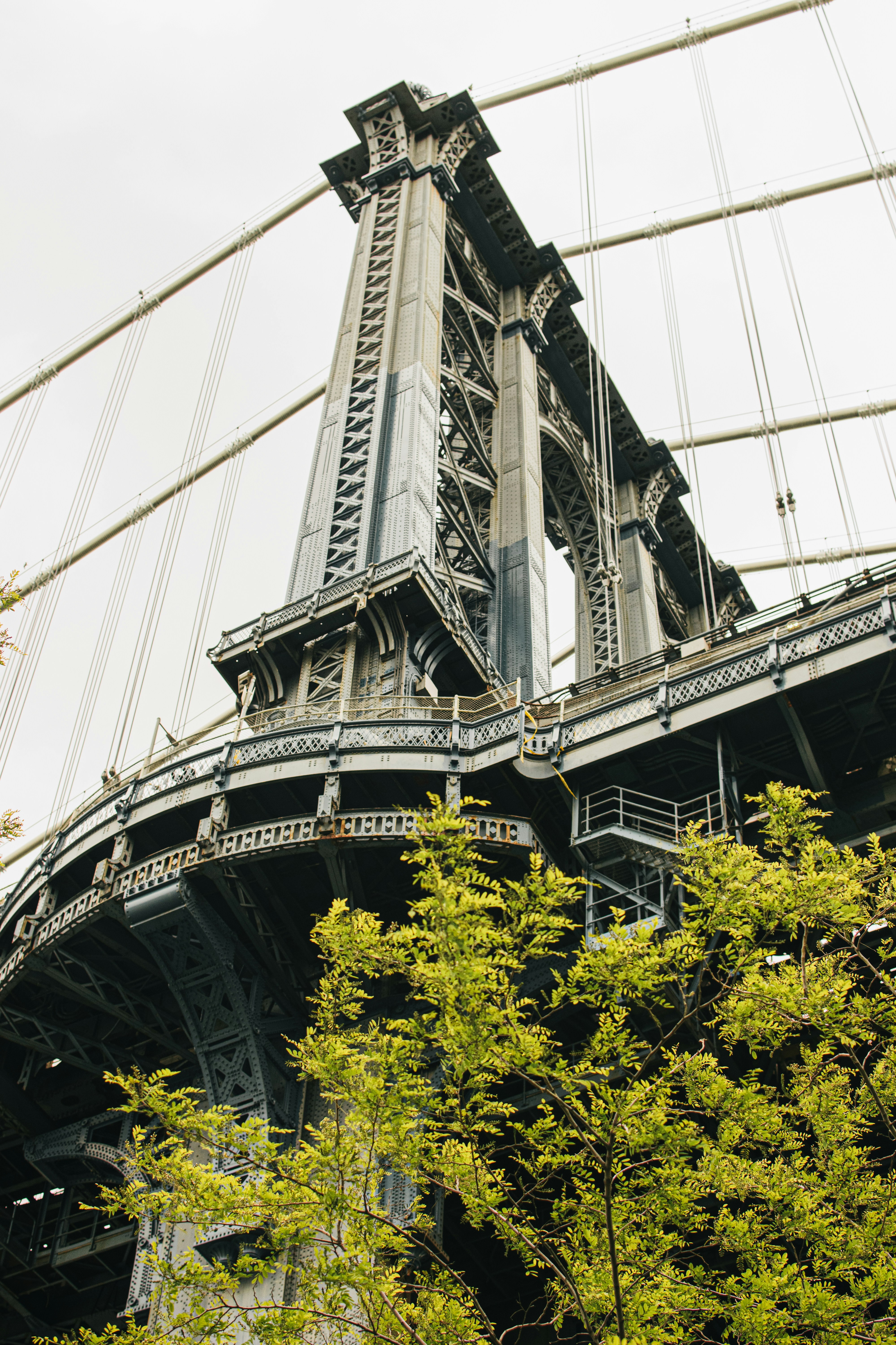Bridge Tower Framed by Greenery
