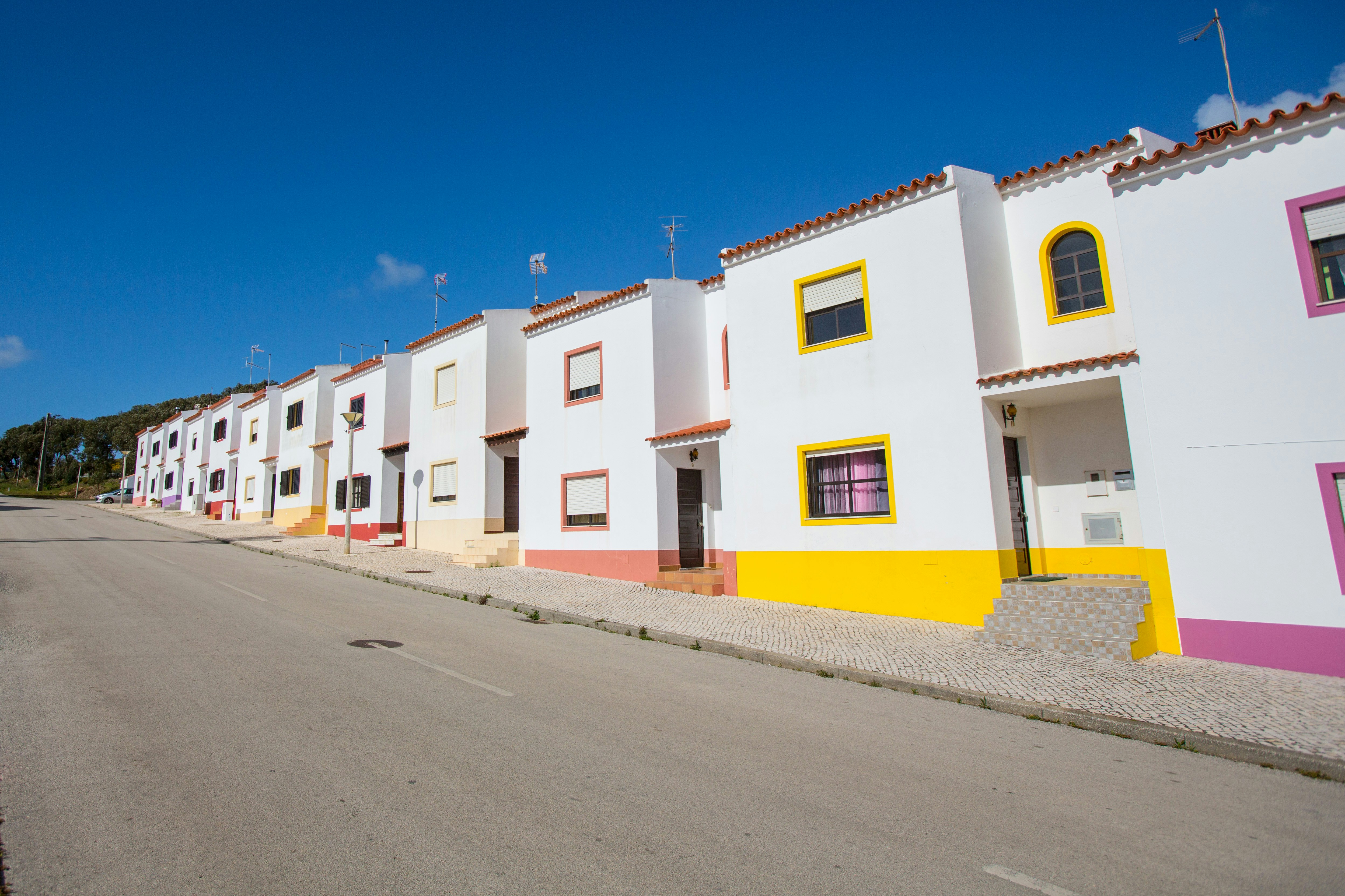 Colorful Row: Sunlit Mediterranean Street