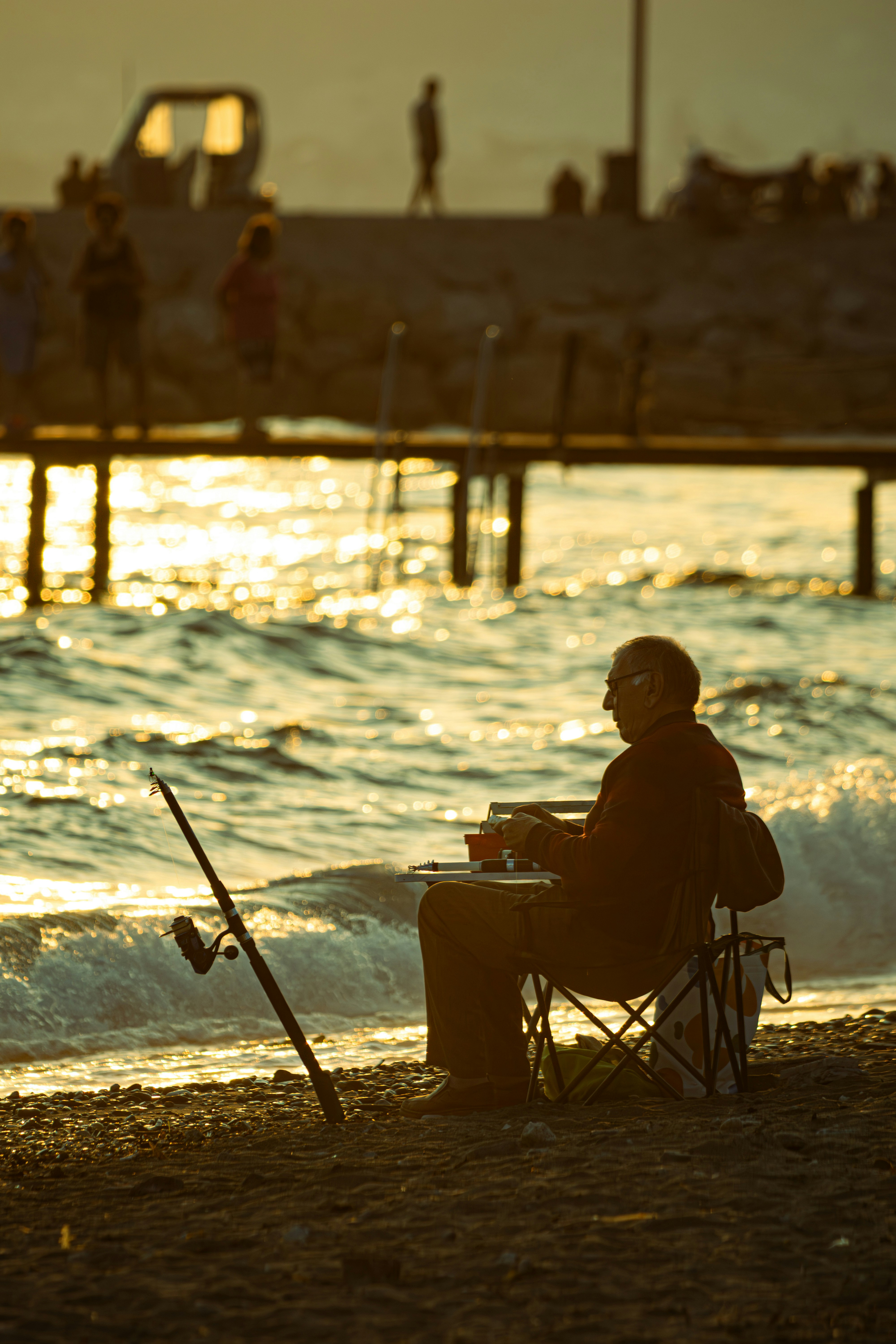 Salted Silhouette: A Solo Angler in Golden Dusk