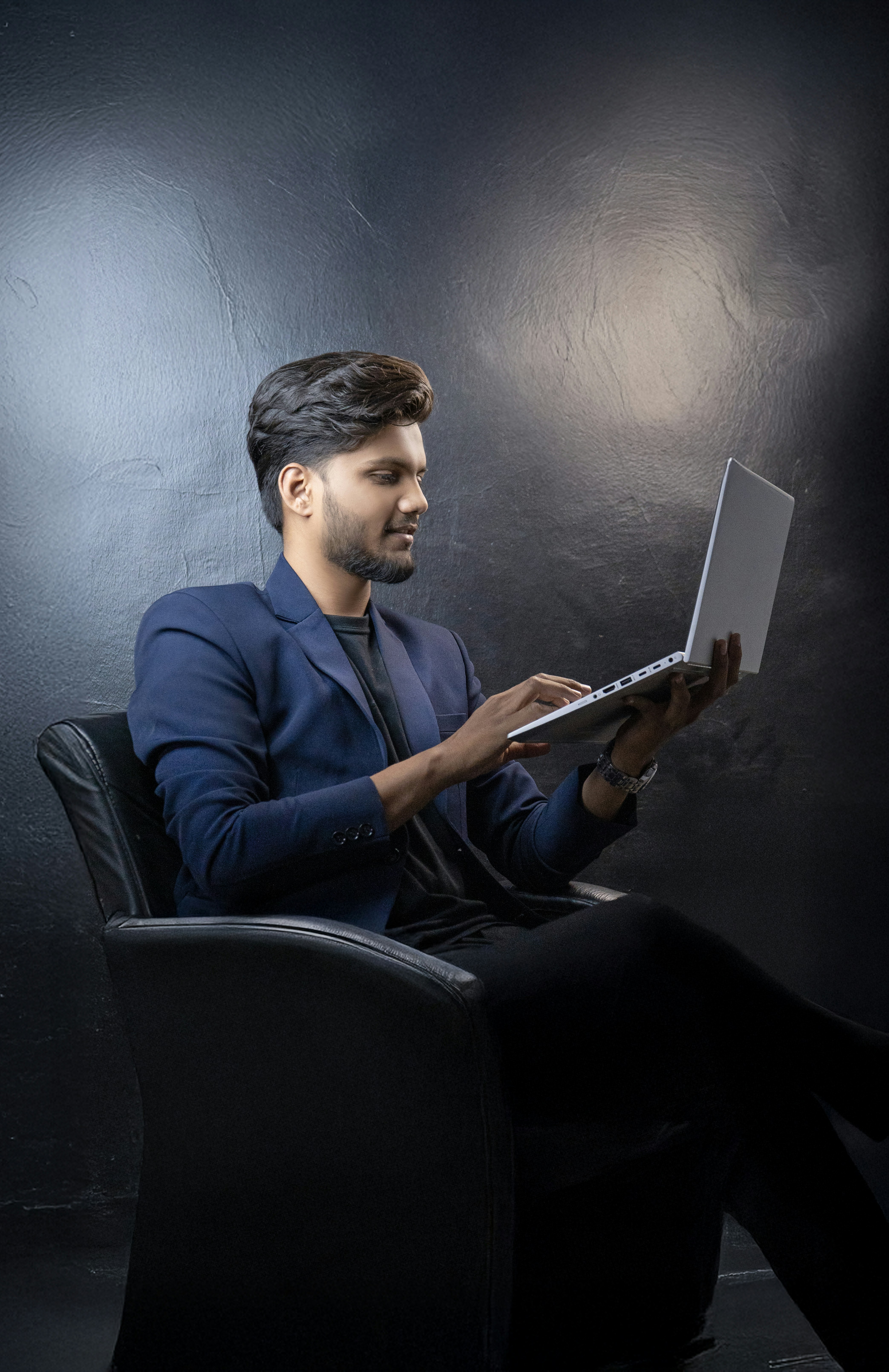 Focused in Quiet Confidence: A Professional Desk-Top Moment