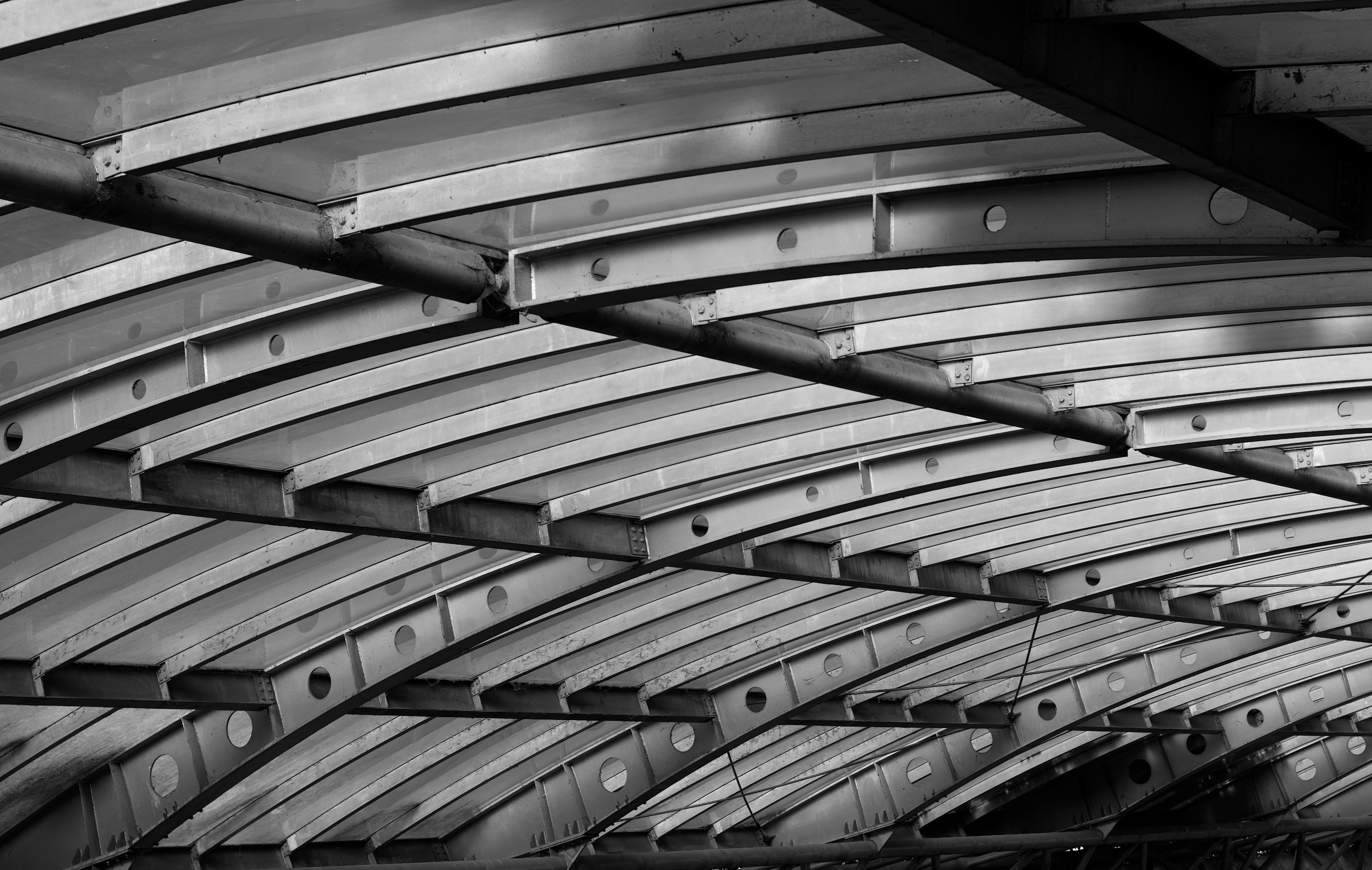 Interwoven Arcs: A monochrome study of structural rhythm