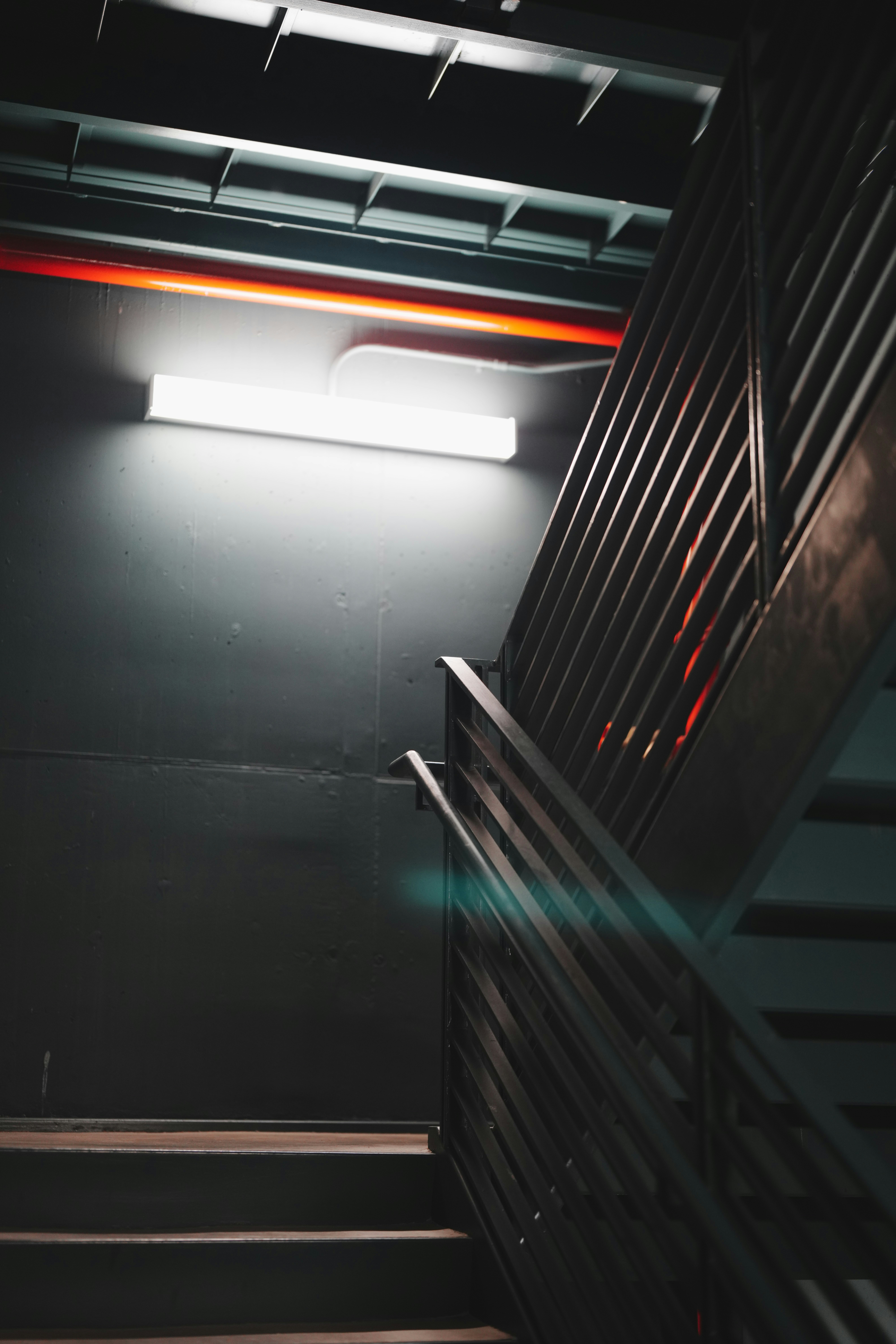 Neon Staircase: Echoes of Steel and Light
