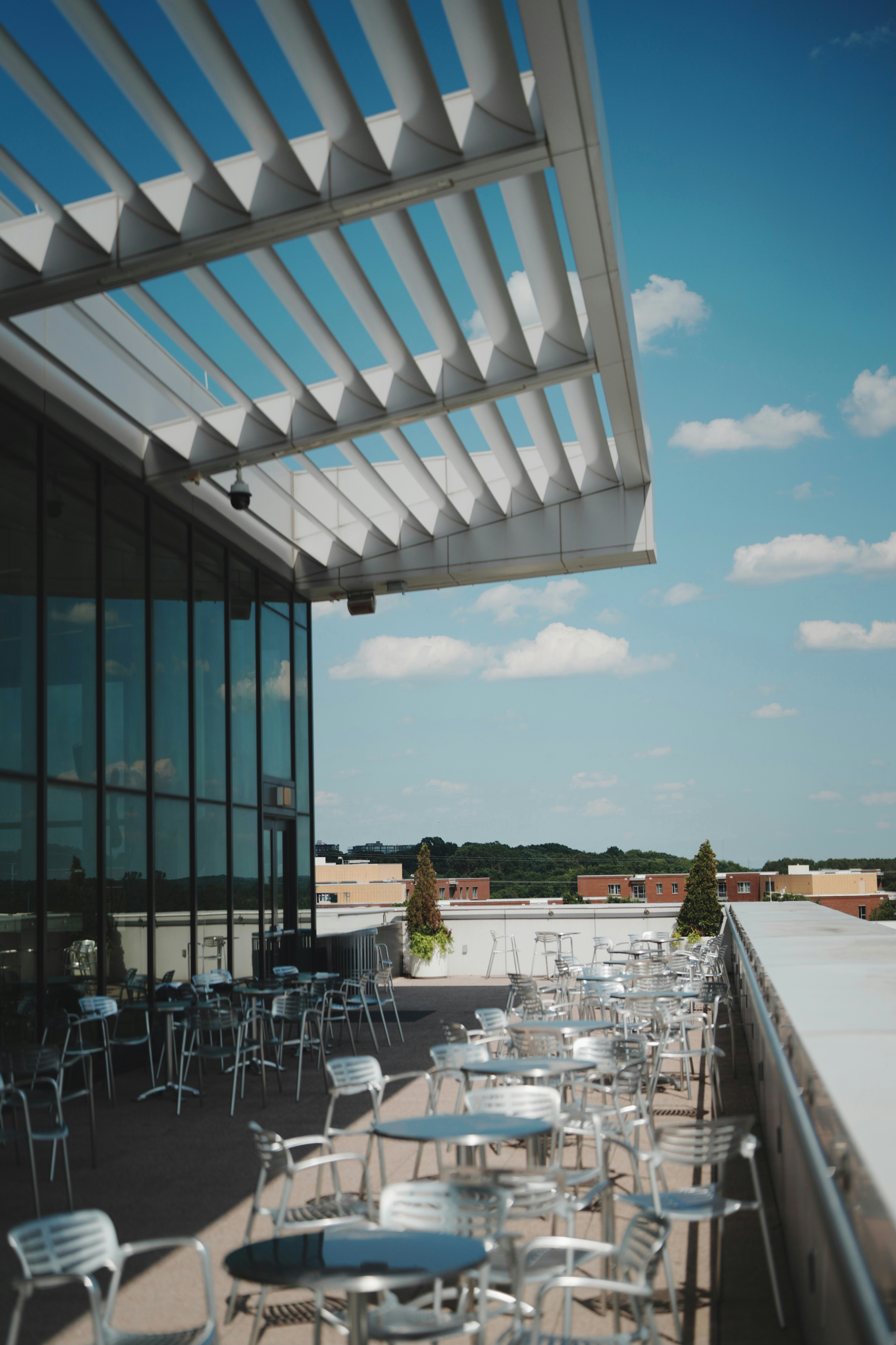 Rooftop Terrace Lines Under an Open Sky