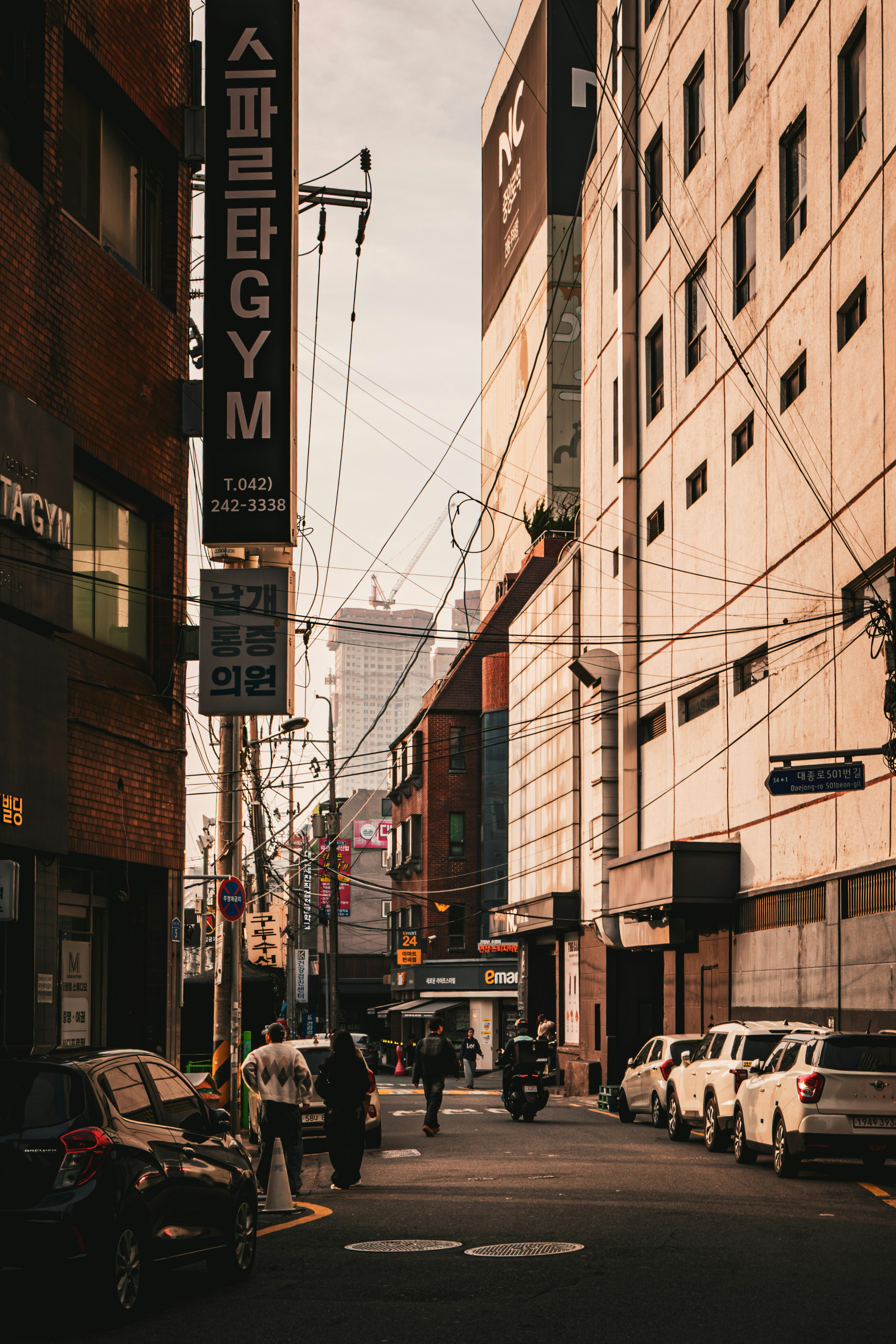 Urban Corridor: Street-Level Convergence Under Neon Signs