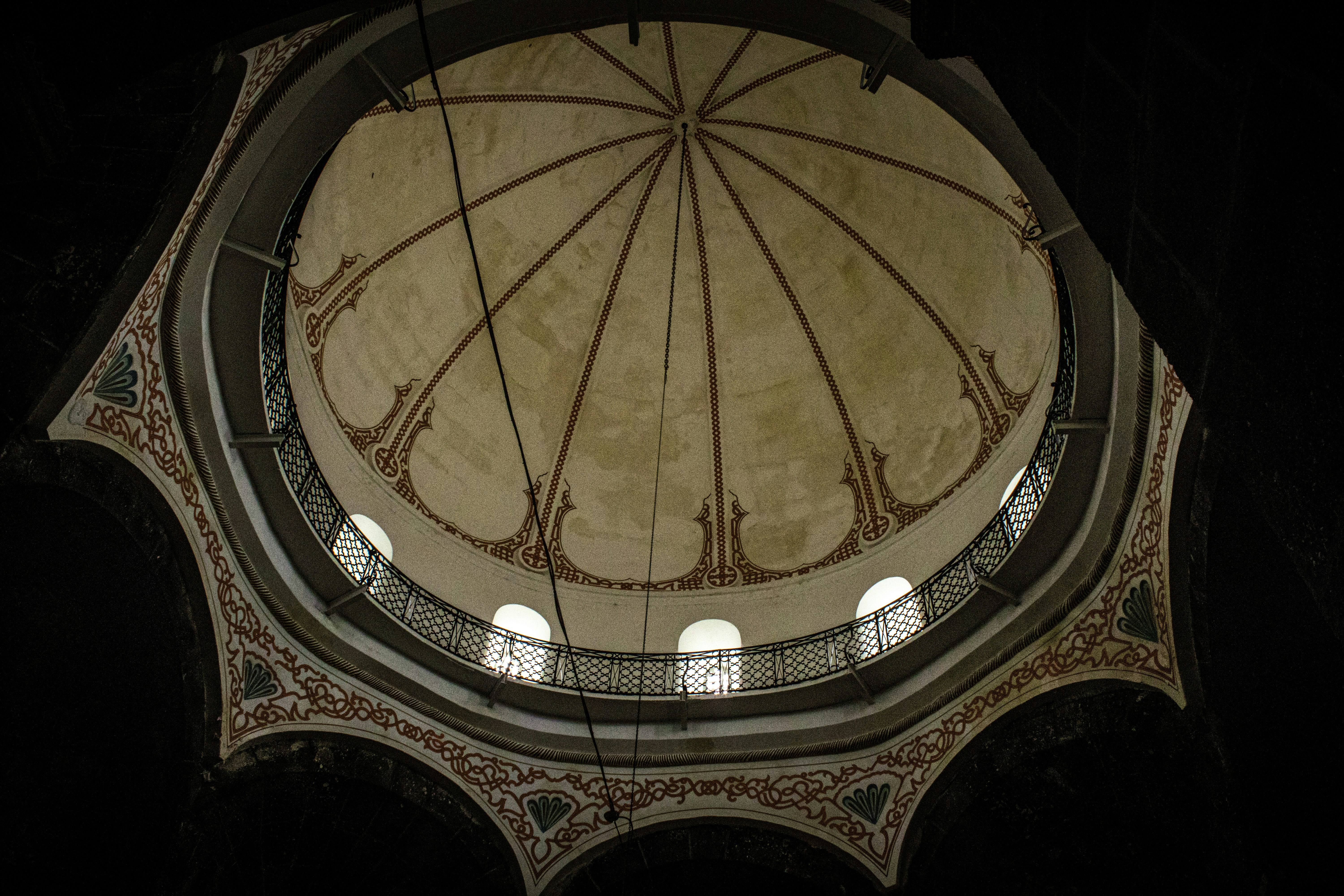 Circular Mosque Dome: Light and Ornament Far Above