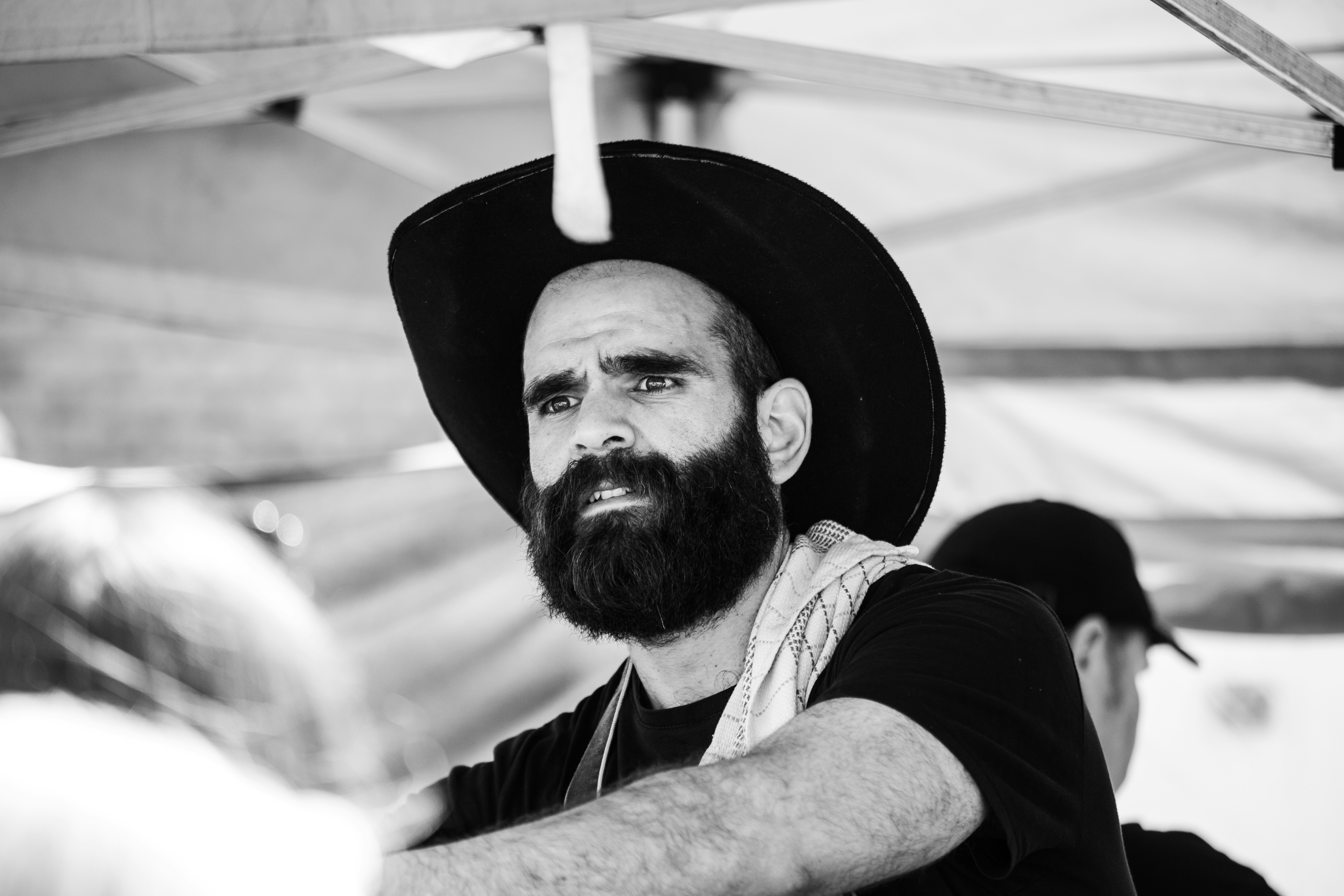 Bearded Portrait Under a Tent Canopy