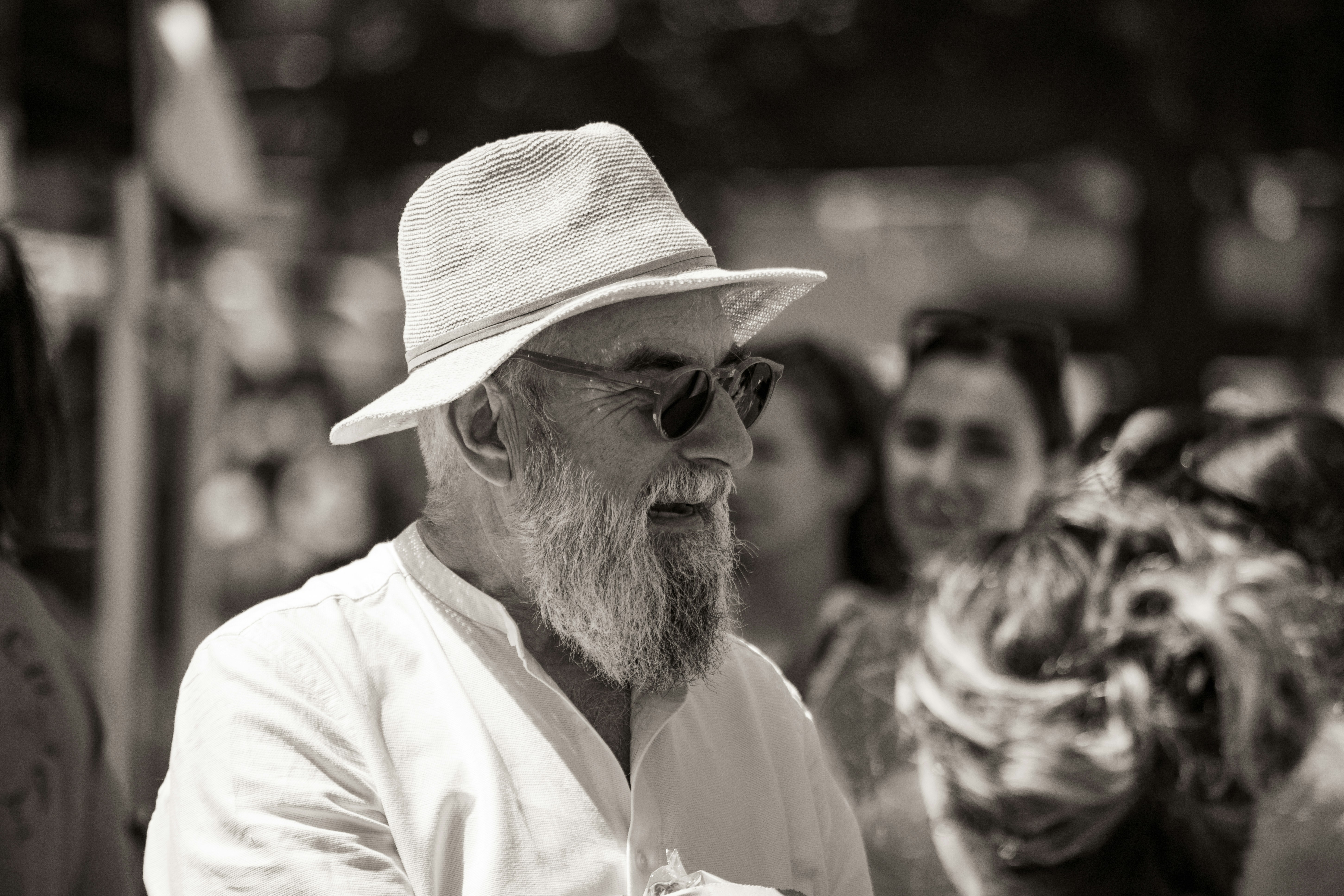 Bearded Portrait in a Sunlit Market