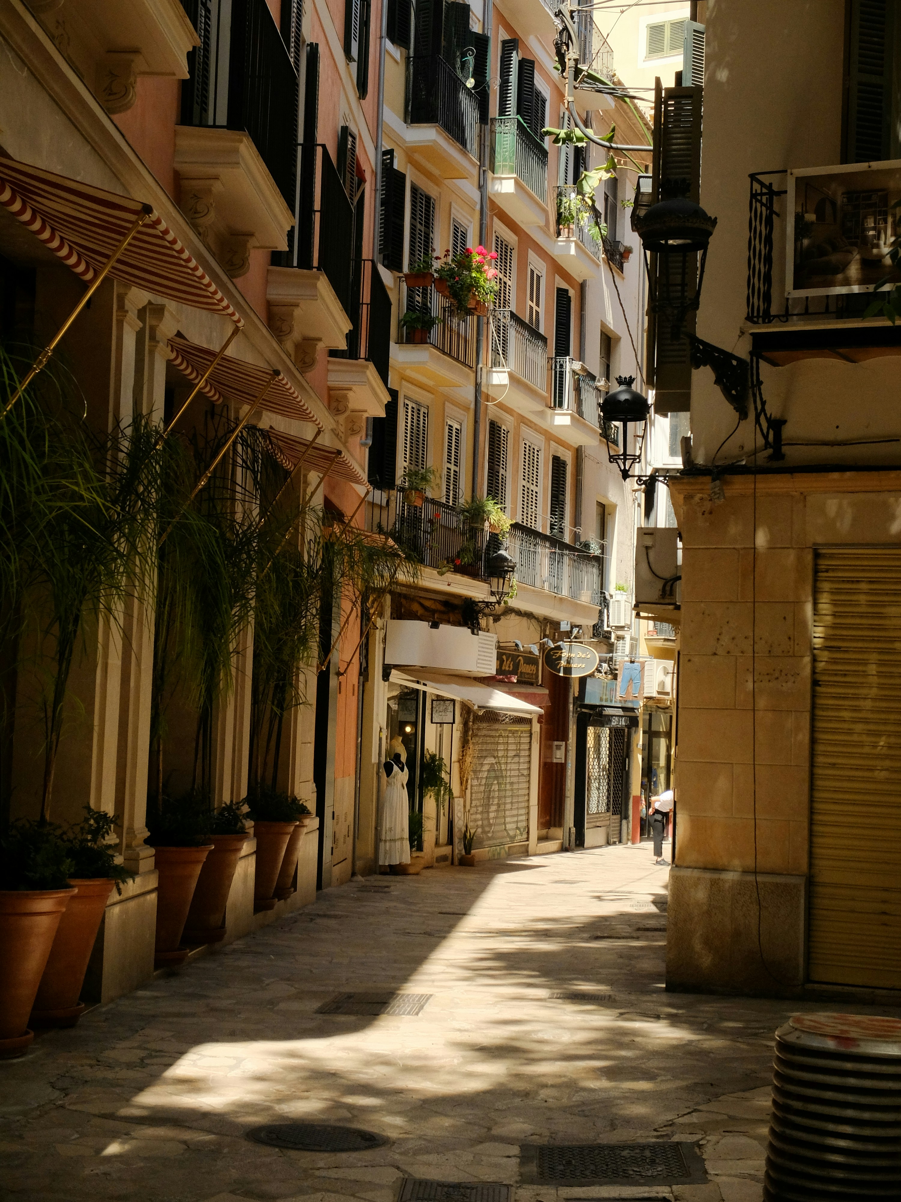 Sunlit Alley in Mediterranean Pink Facades