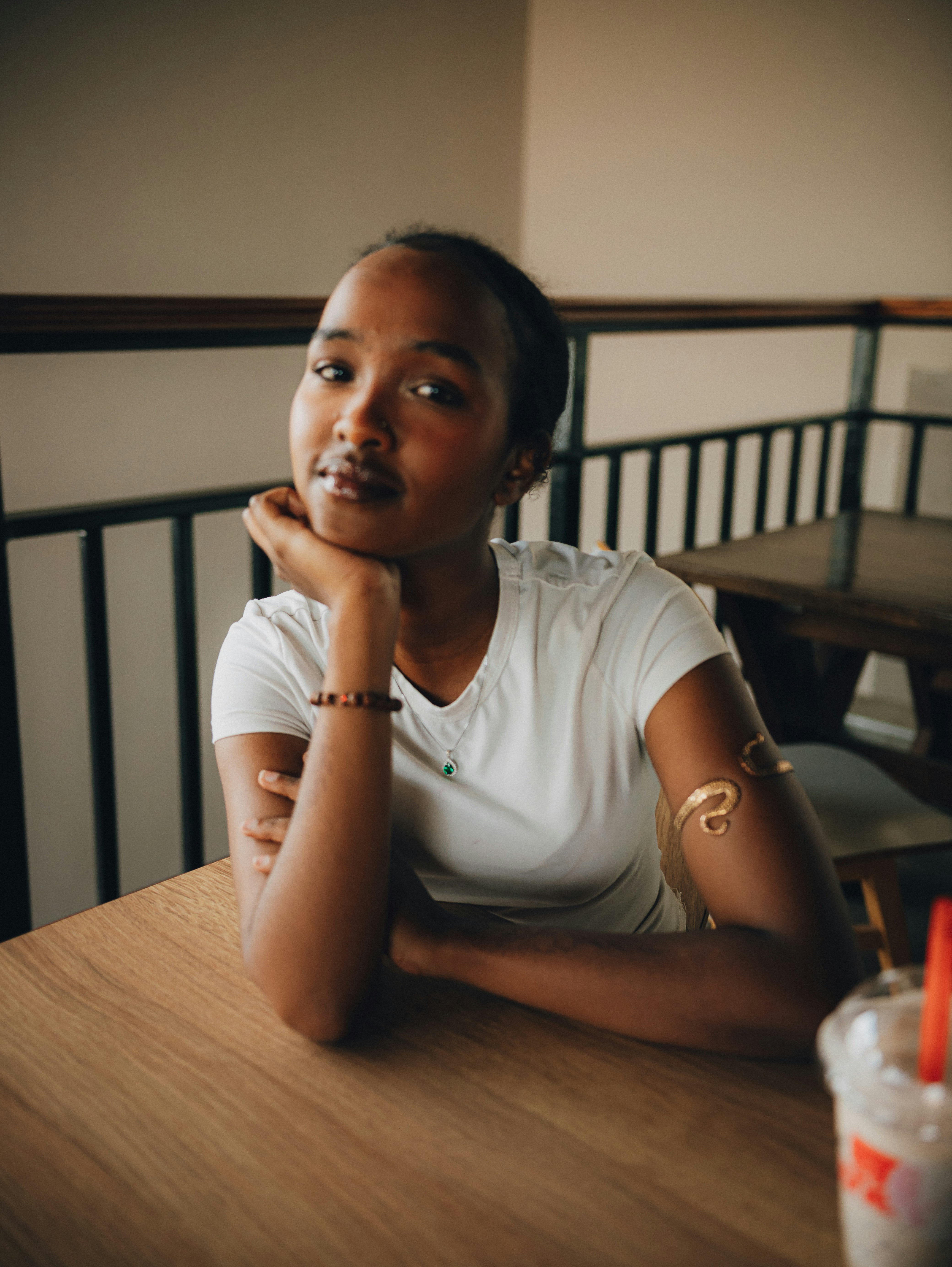 Contemplative Moment: A Quiet Pause at the Café