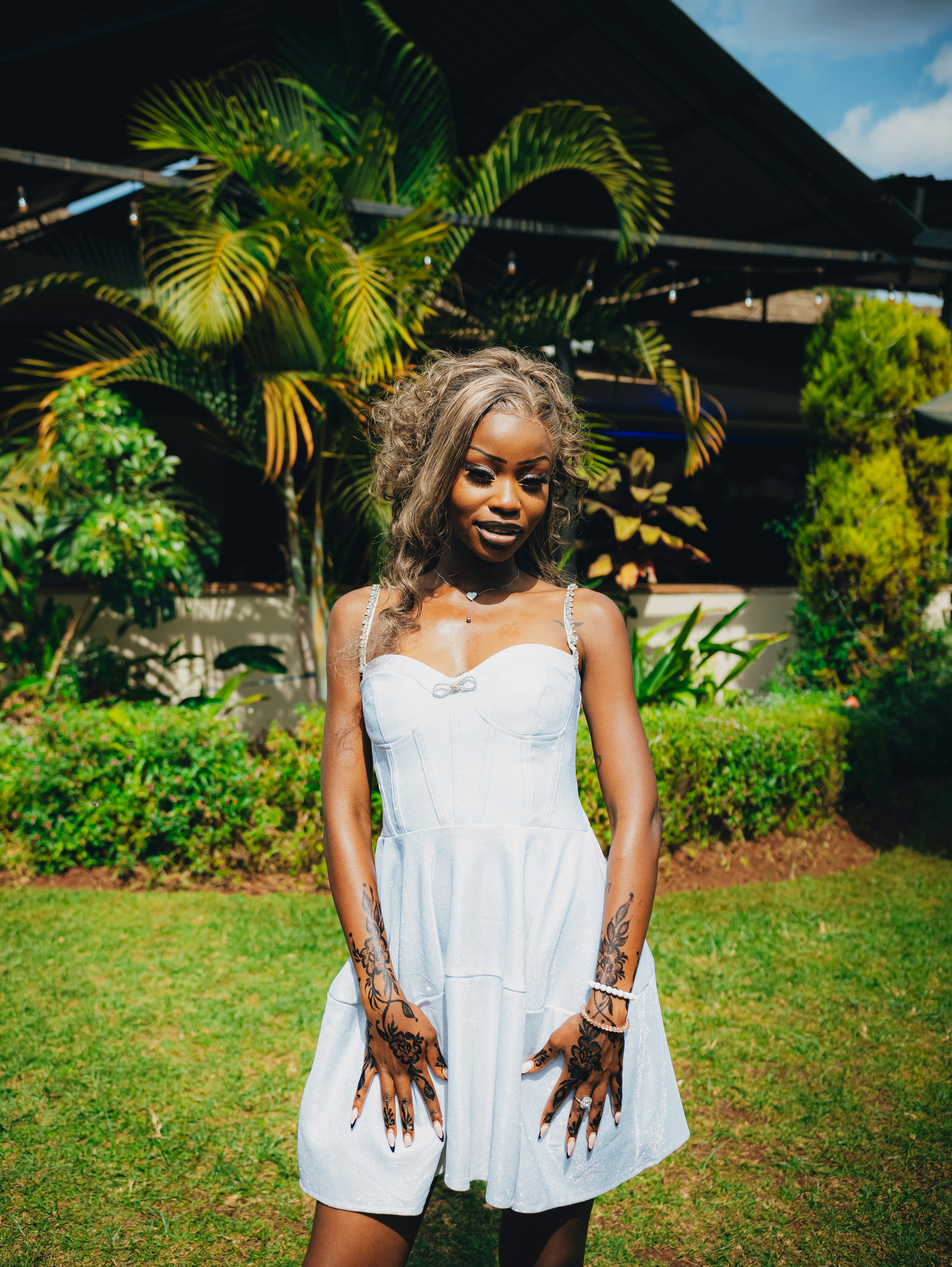 Grace in White: Portrait Beneath the Tropical Canopy