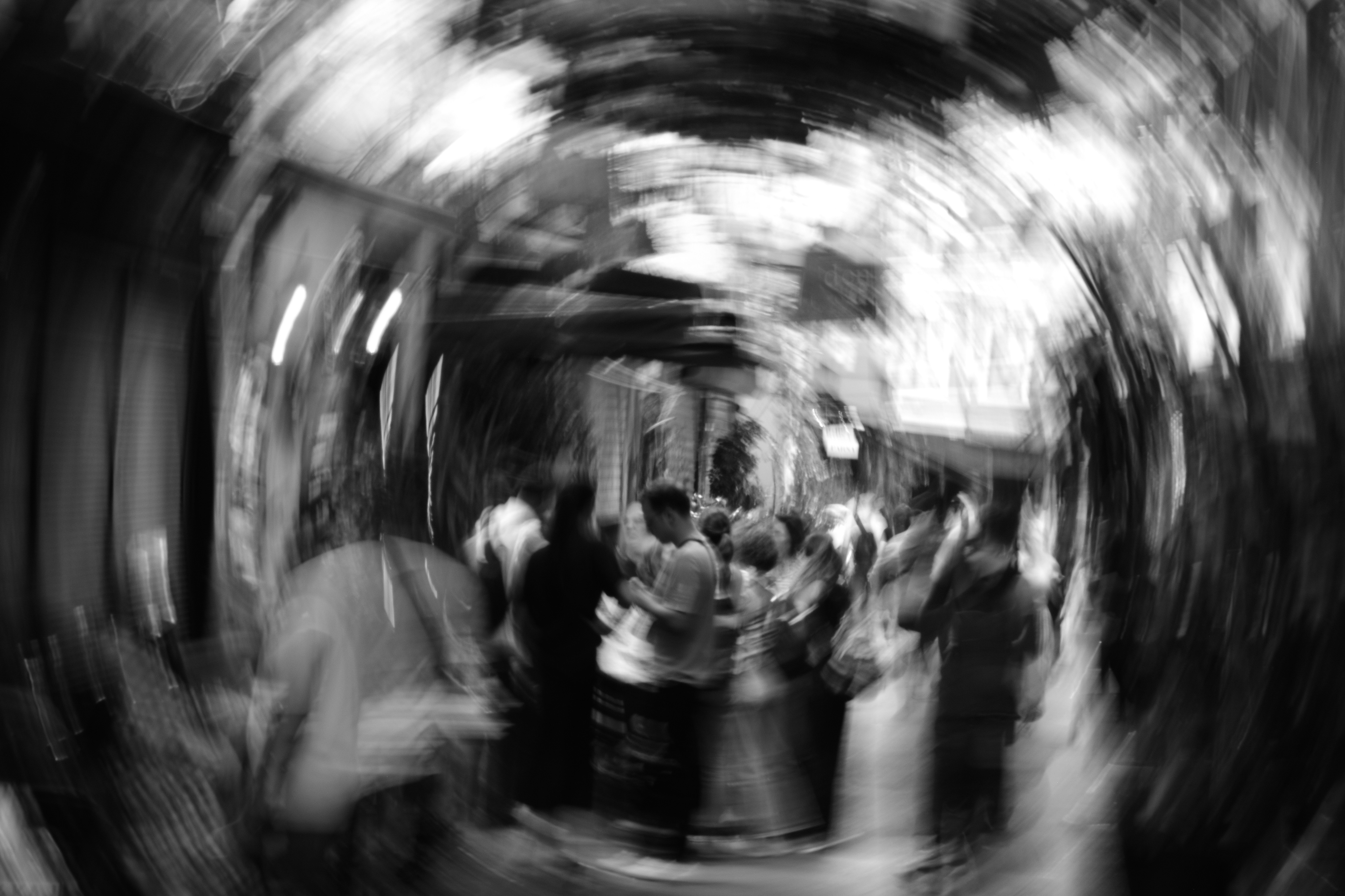 Crowded Blur: A City Corridor of Faces in Motion