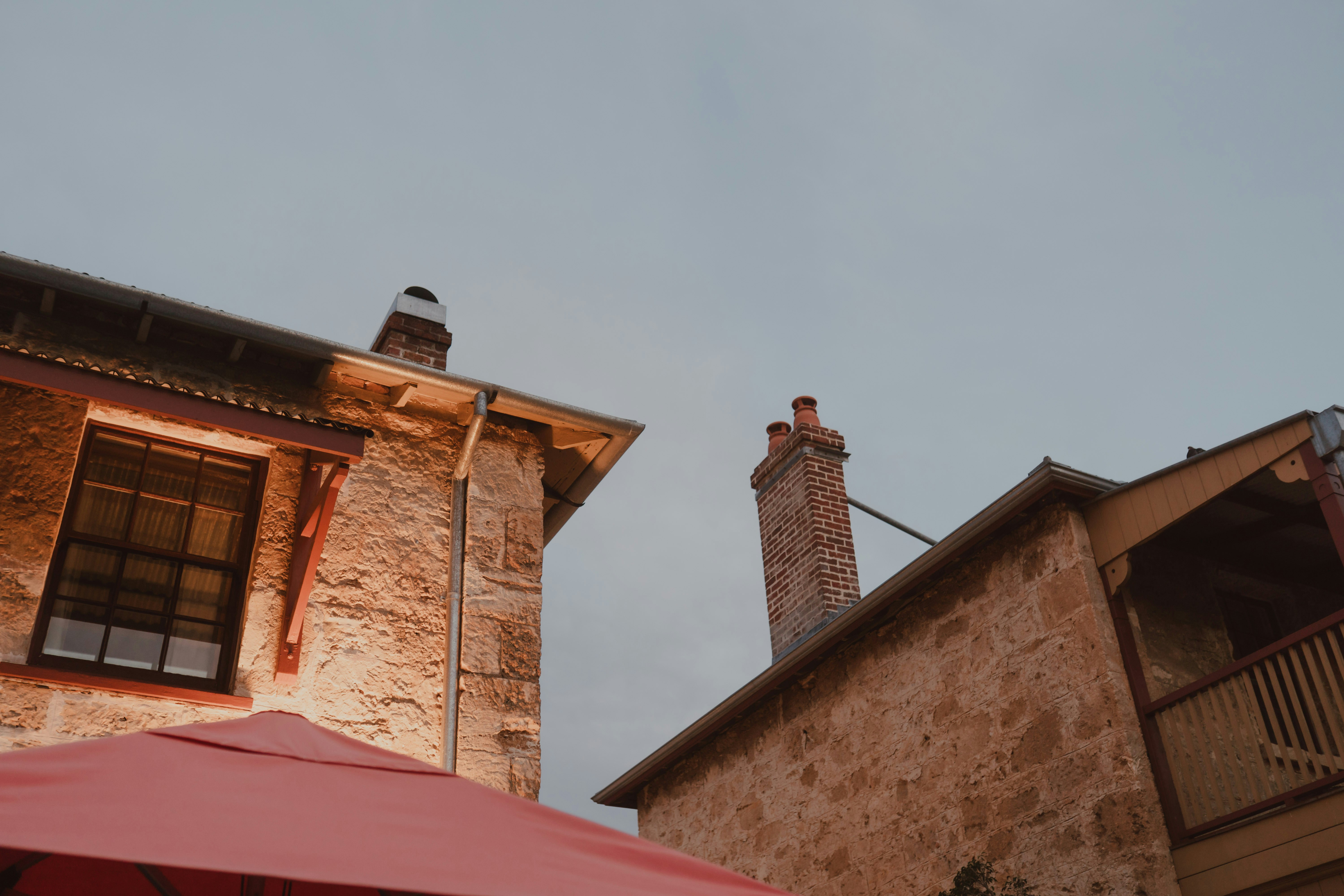 Stone Facades under a Calm Sky