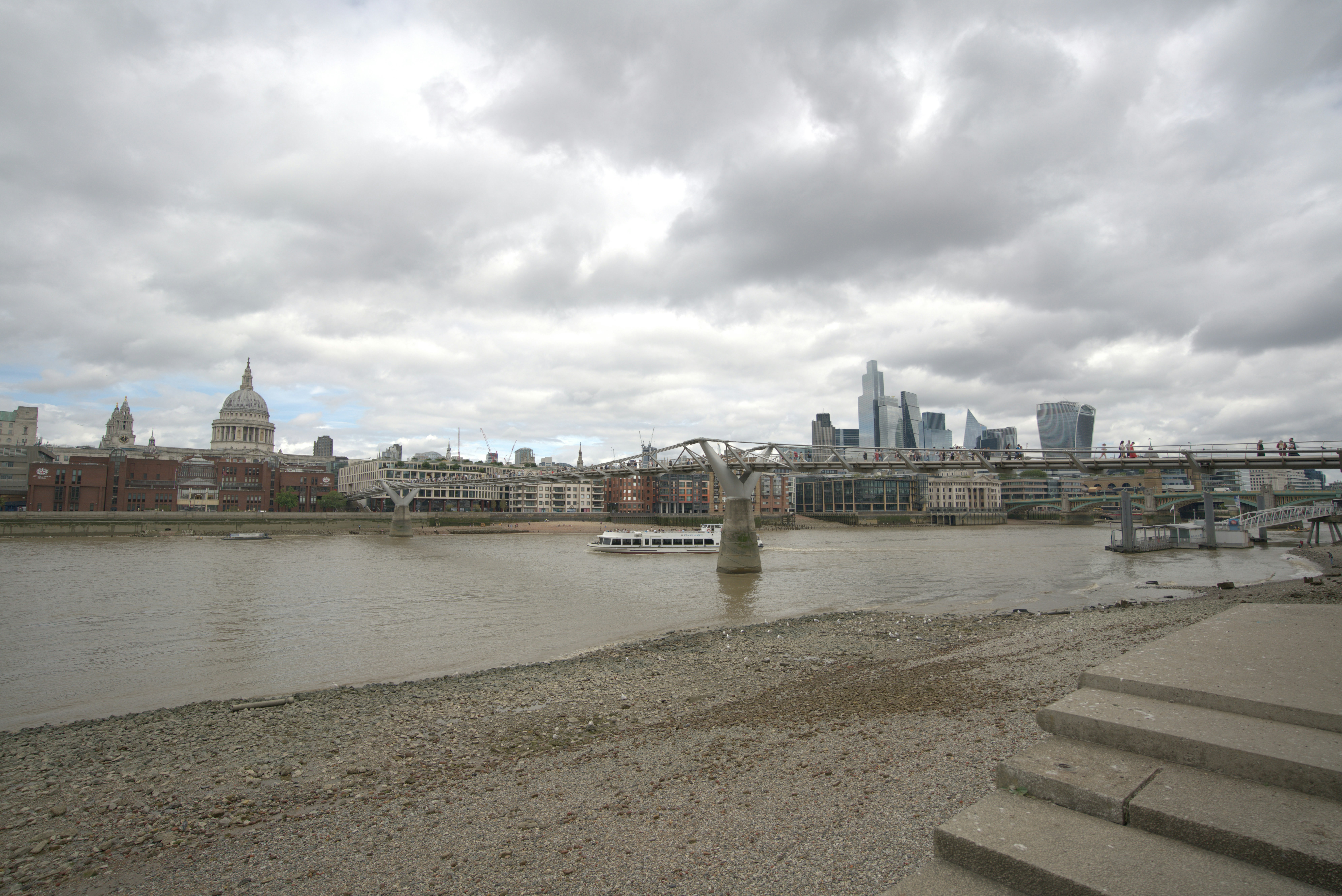 London Skyline Across the Thames Under Grey Skies