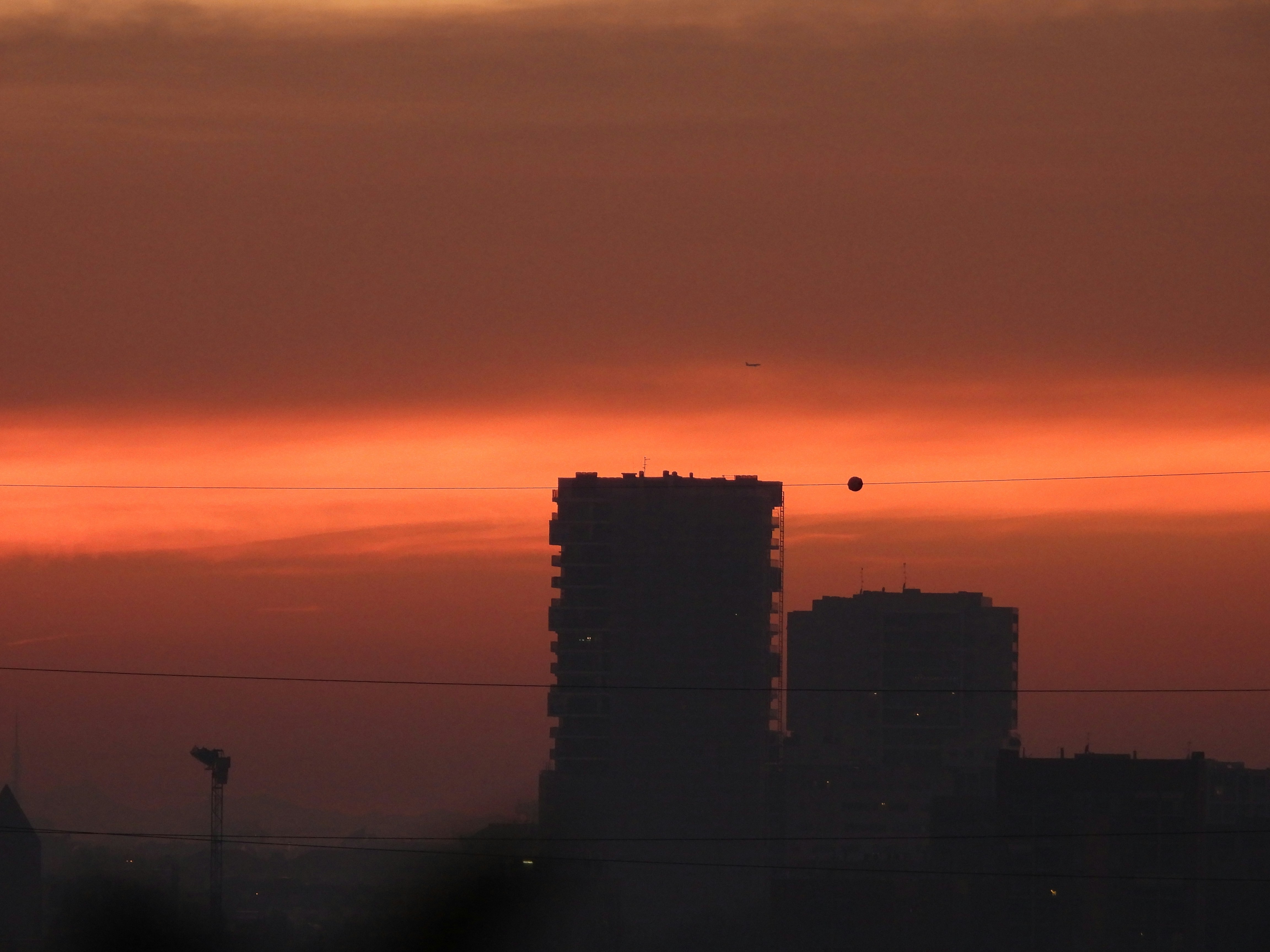 Sunset Silhouette over Twin Towers