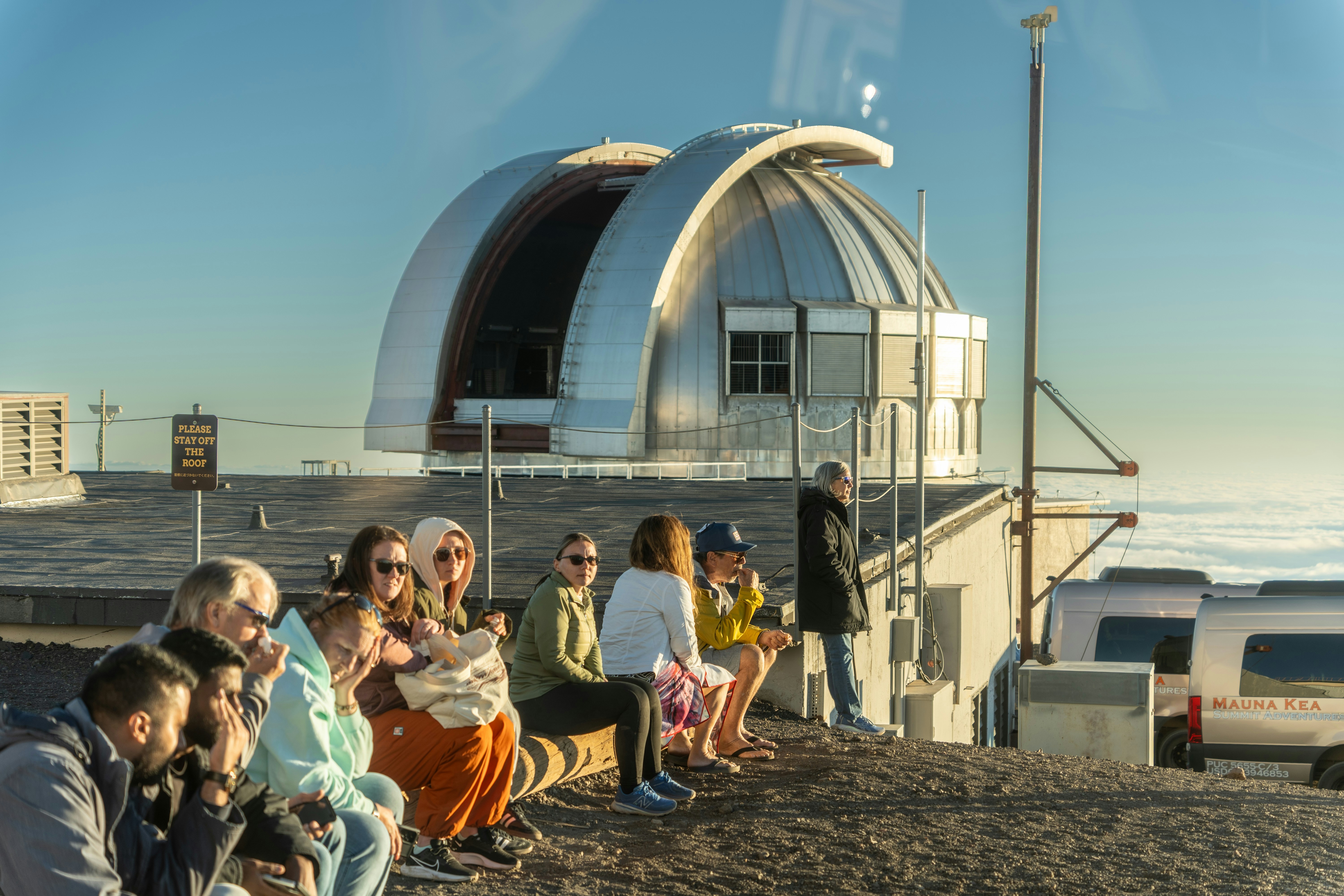 Seaside Terrace Portrait: Group of Friends near Coast Guard Hut