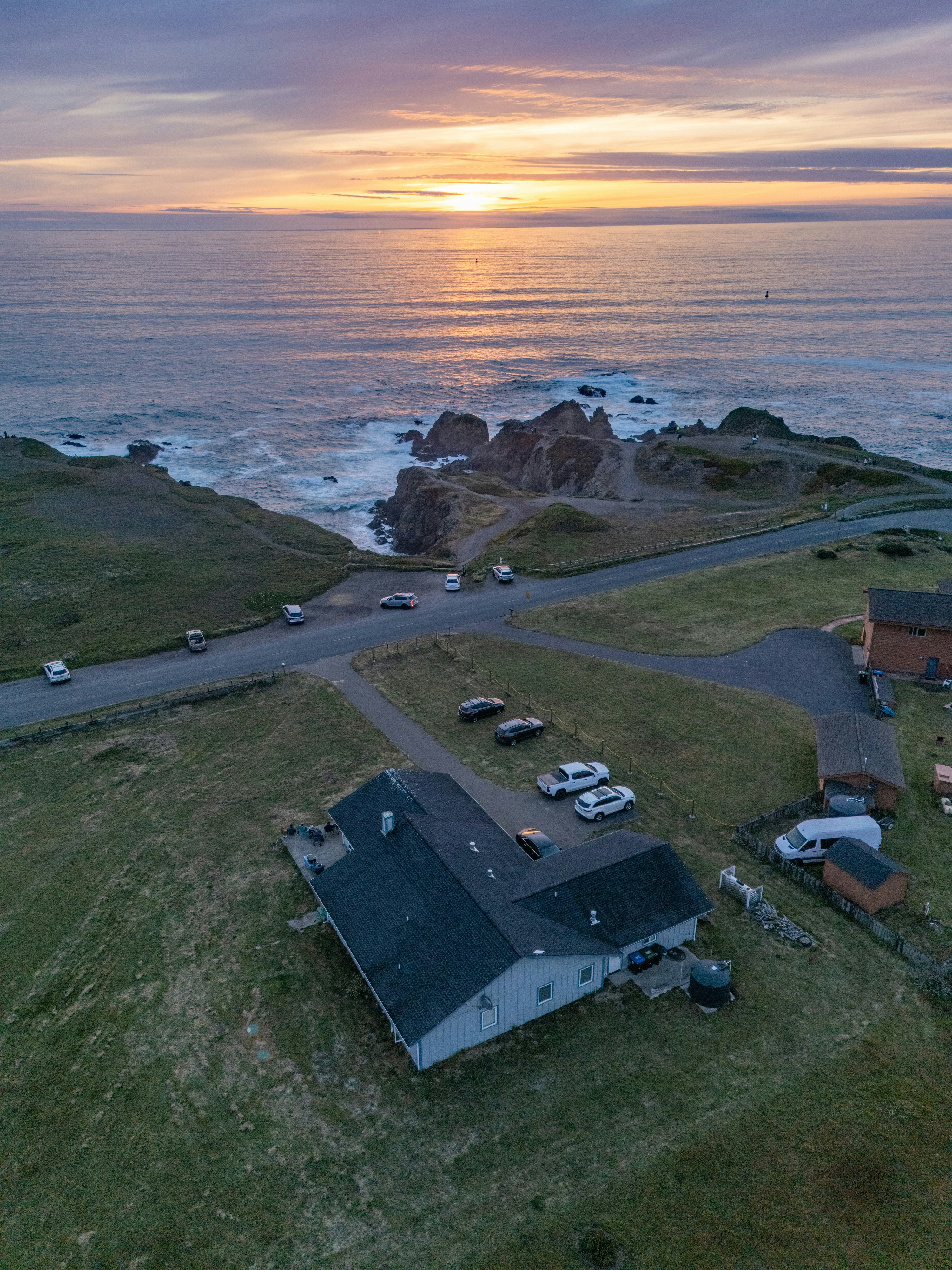 Sunset Over a Coastal Clifftop Village