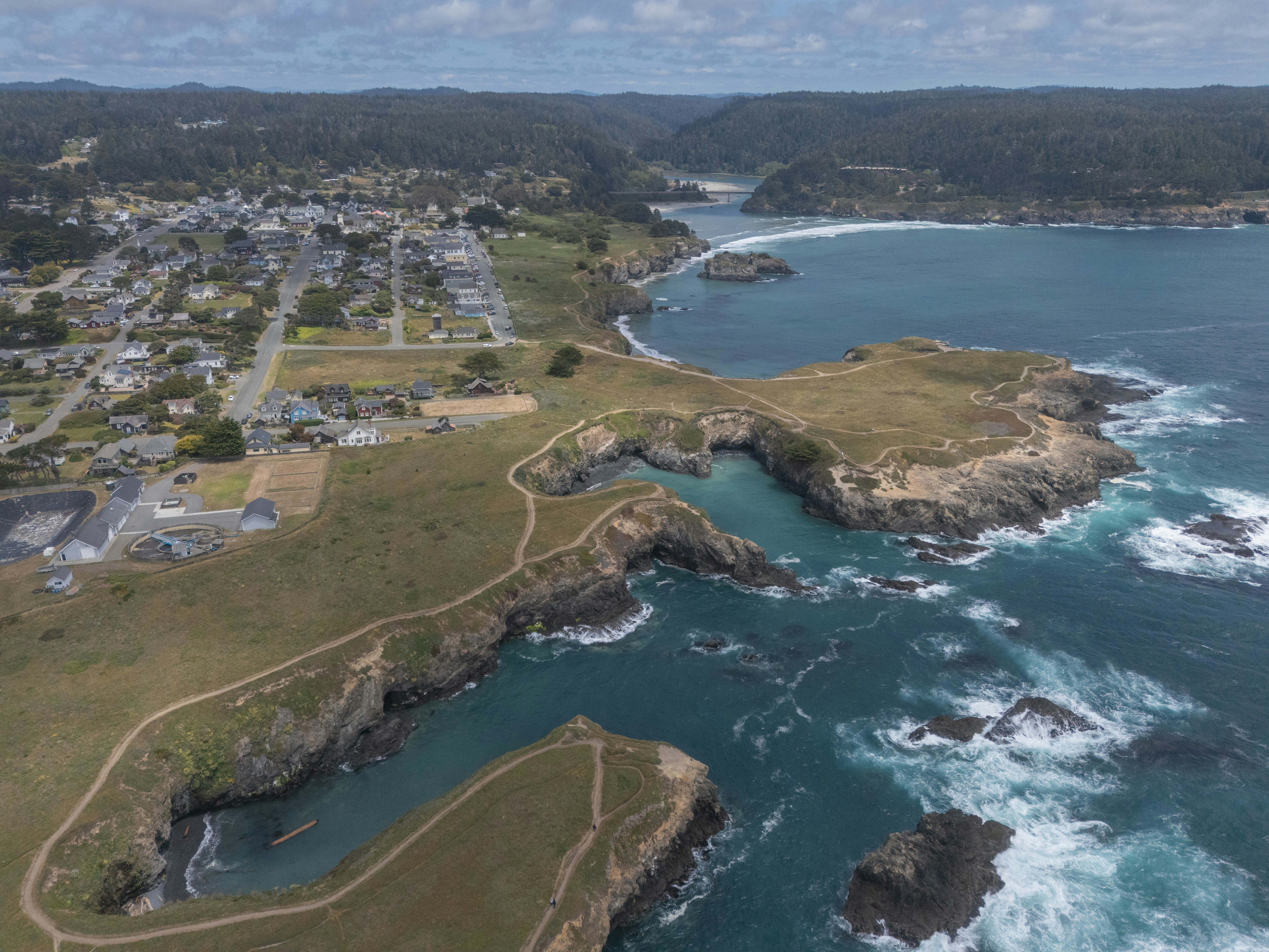 Coastal Settlement on a Rugged Peninsula from Above