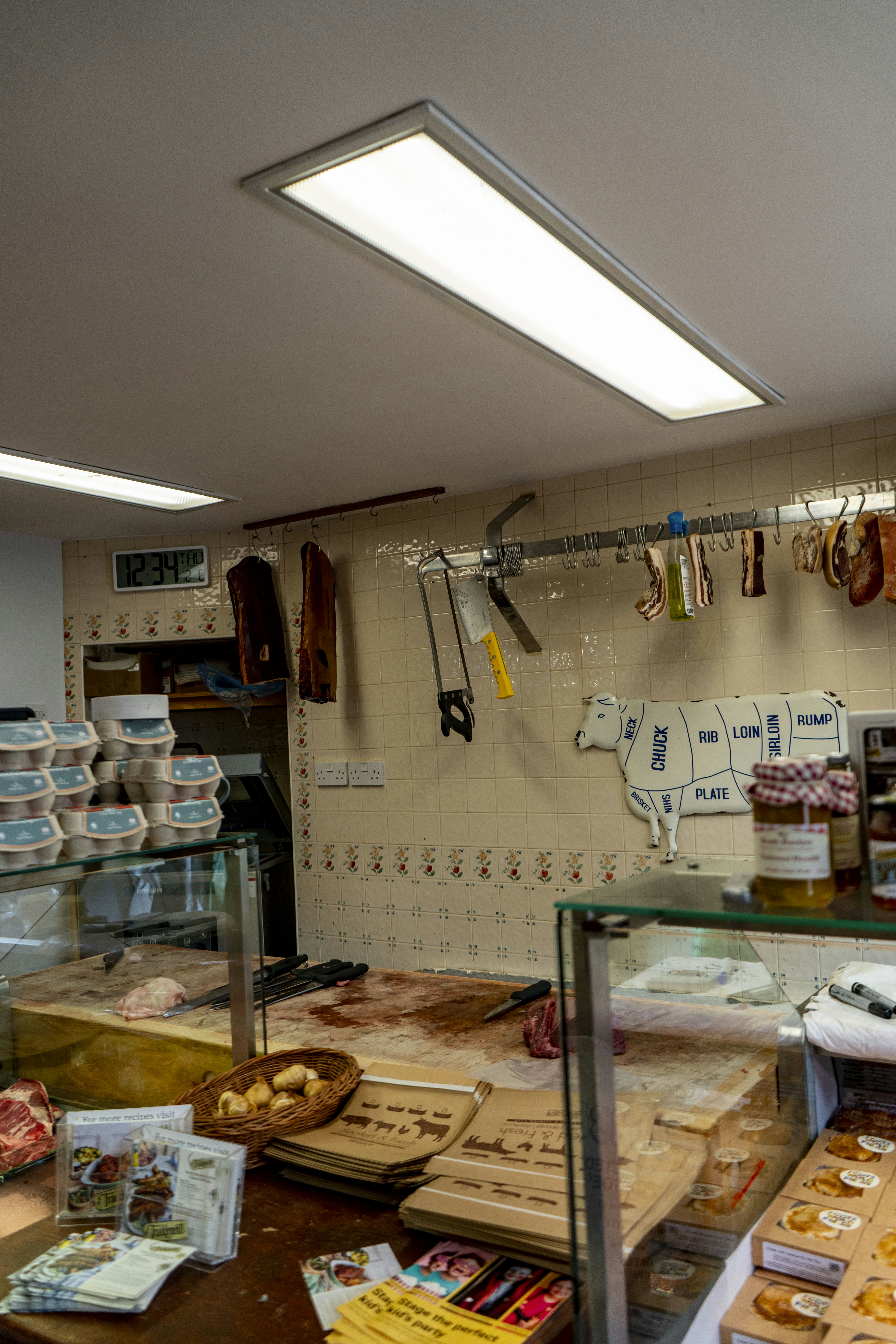 Butcher Shop Aisle: Hanging Hangers and Glass Display