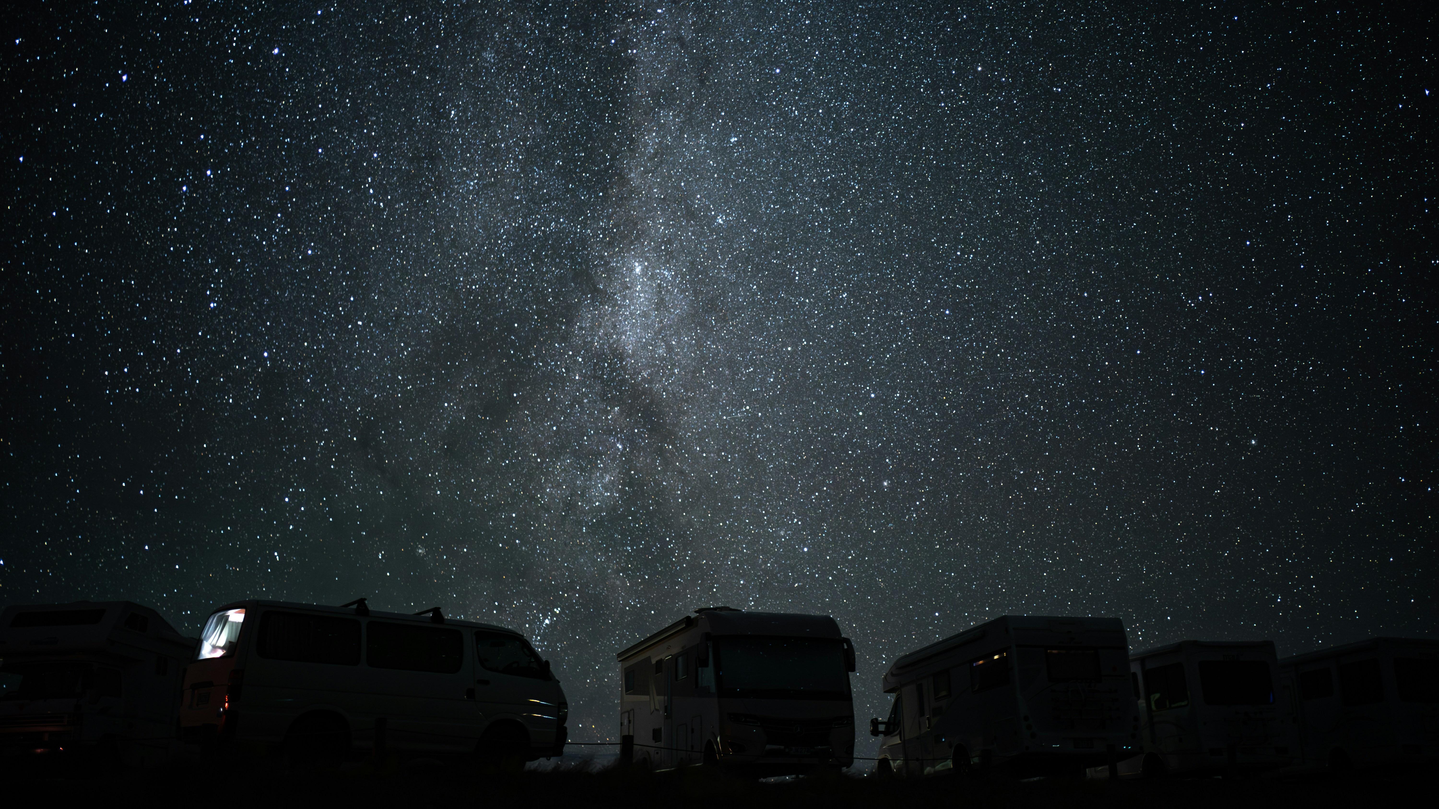 Milky Way Over a Row of RVs: Quiet Nightscape