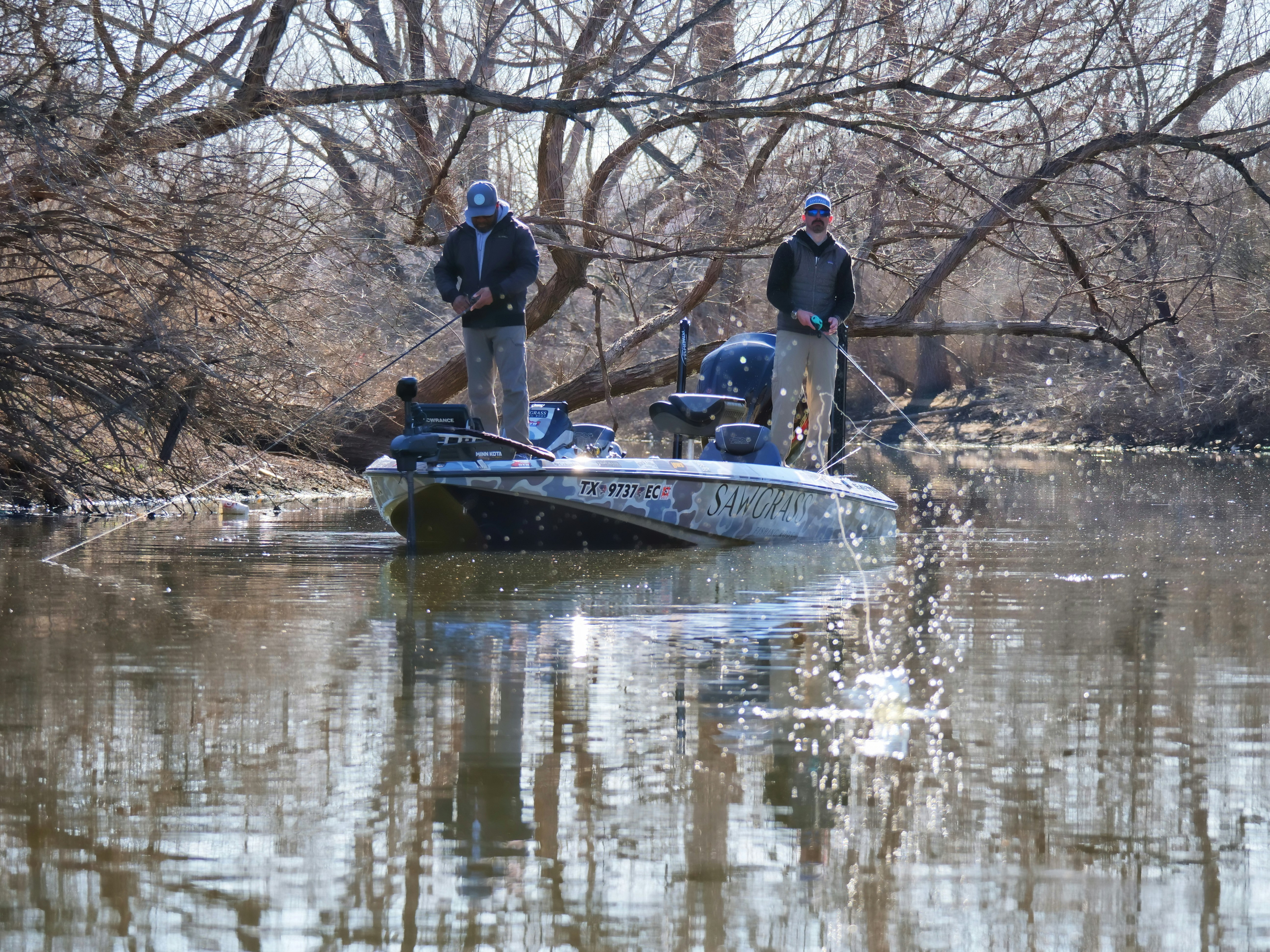 Horizon Patrol: Two Anglers in a Gilded River