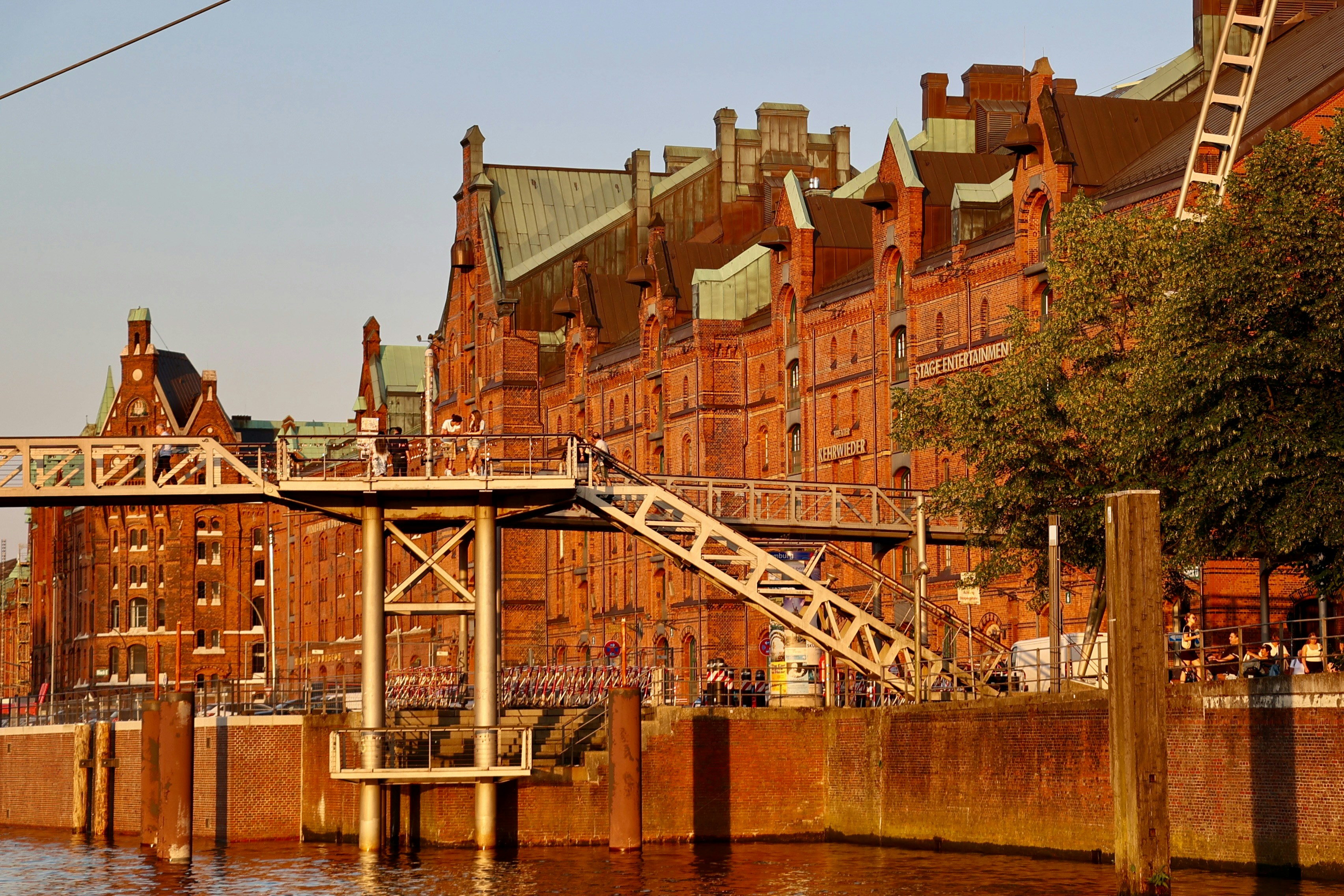 Industrial Riverside: Brick Factory Complex Along the Docks