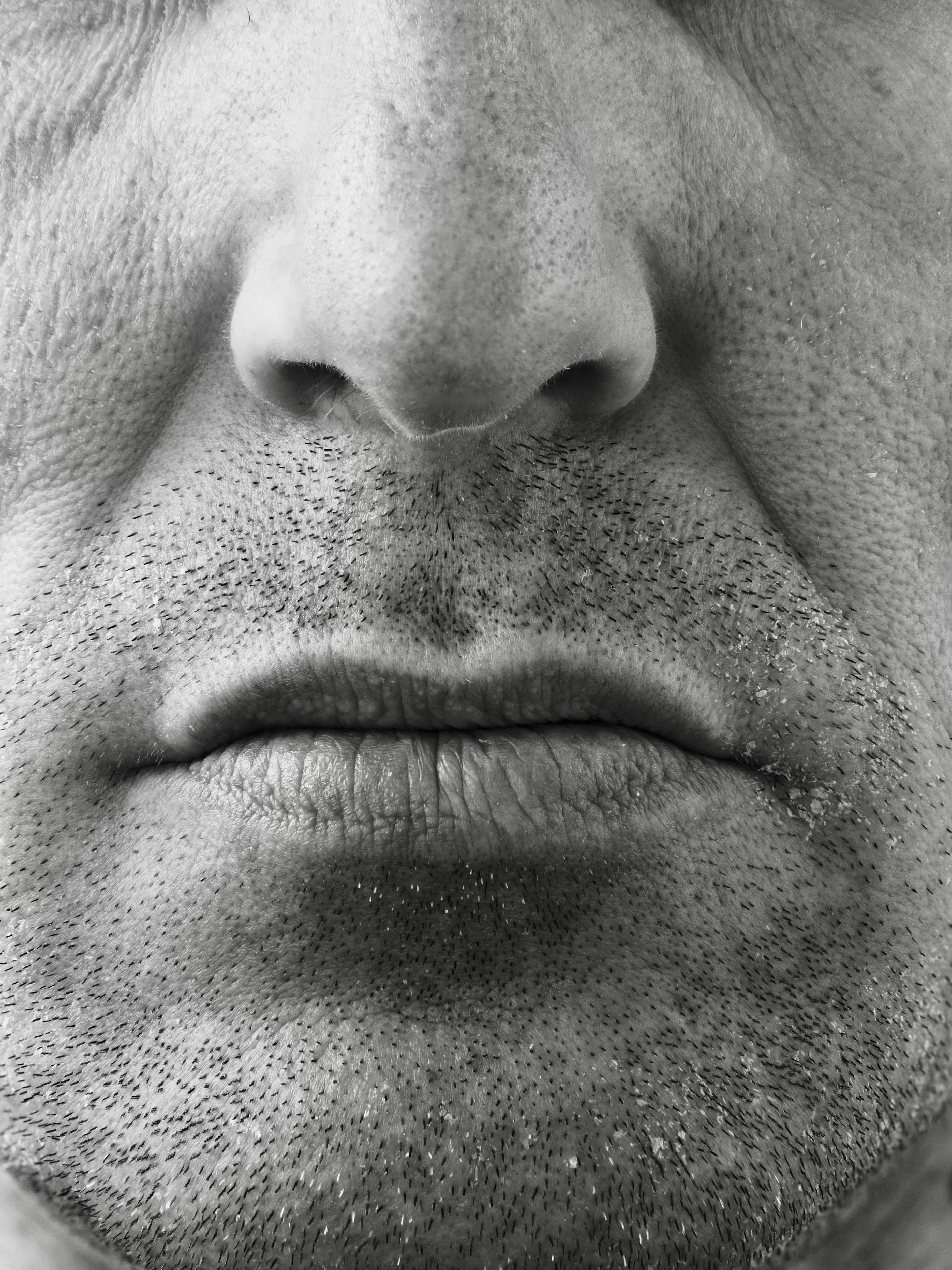 Close-Up of a Stubbled Mouth and Nose