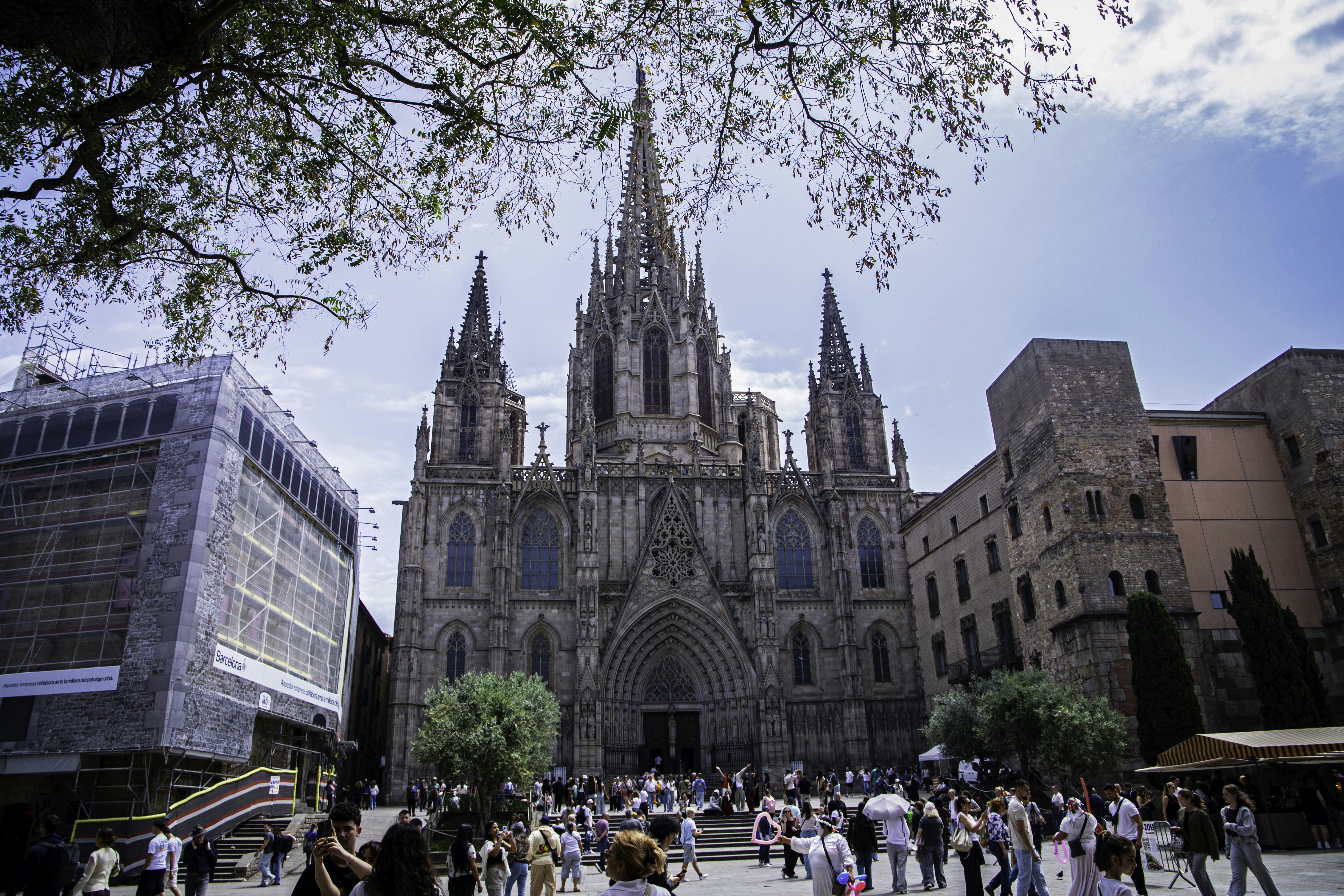 Gothic Facade Under a Crowded Sky