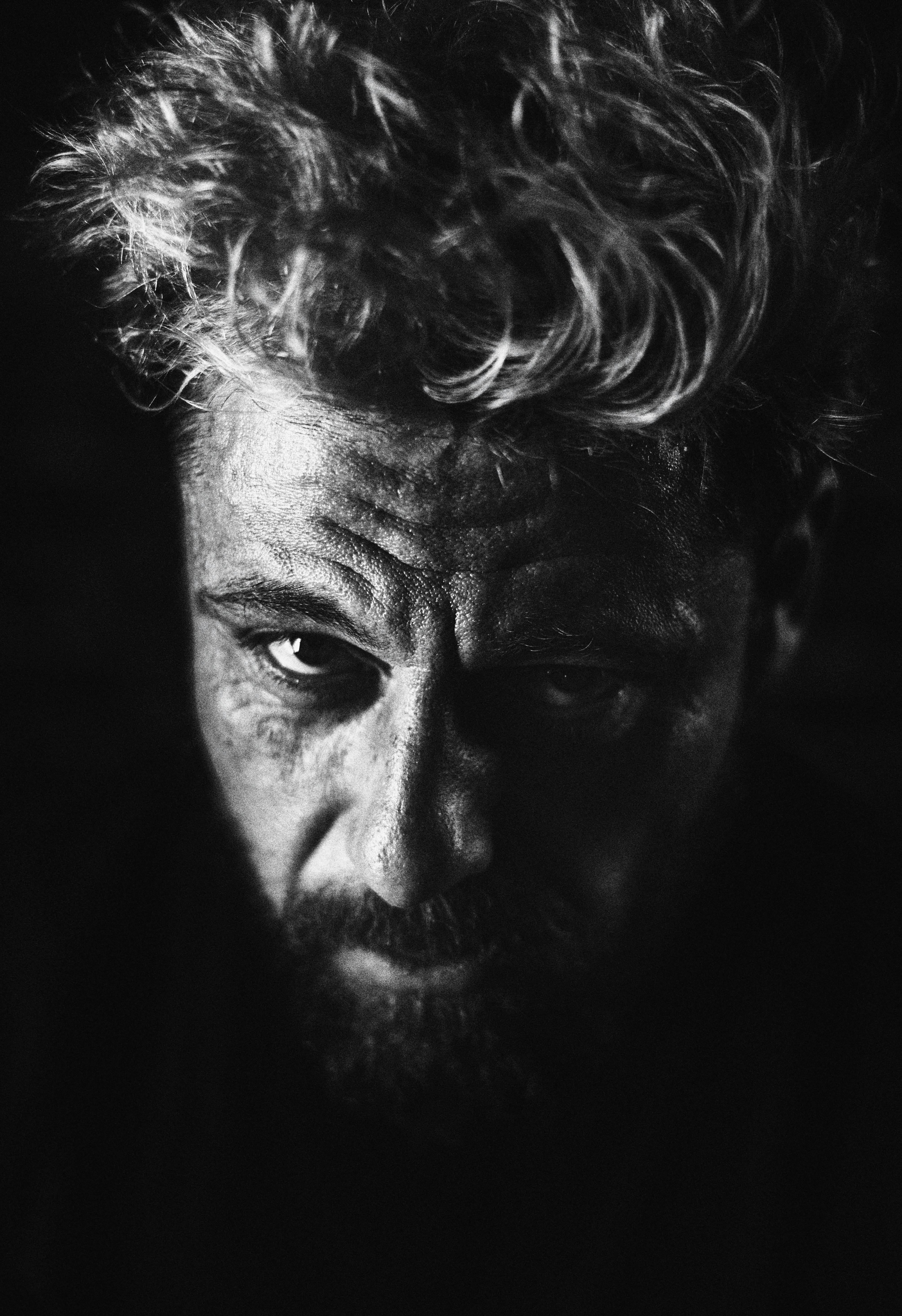 Midnight Gaze: A Grayscale Contemplation